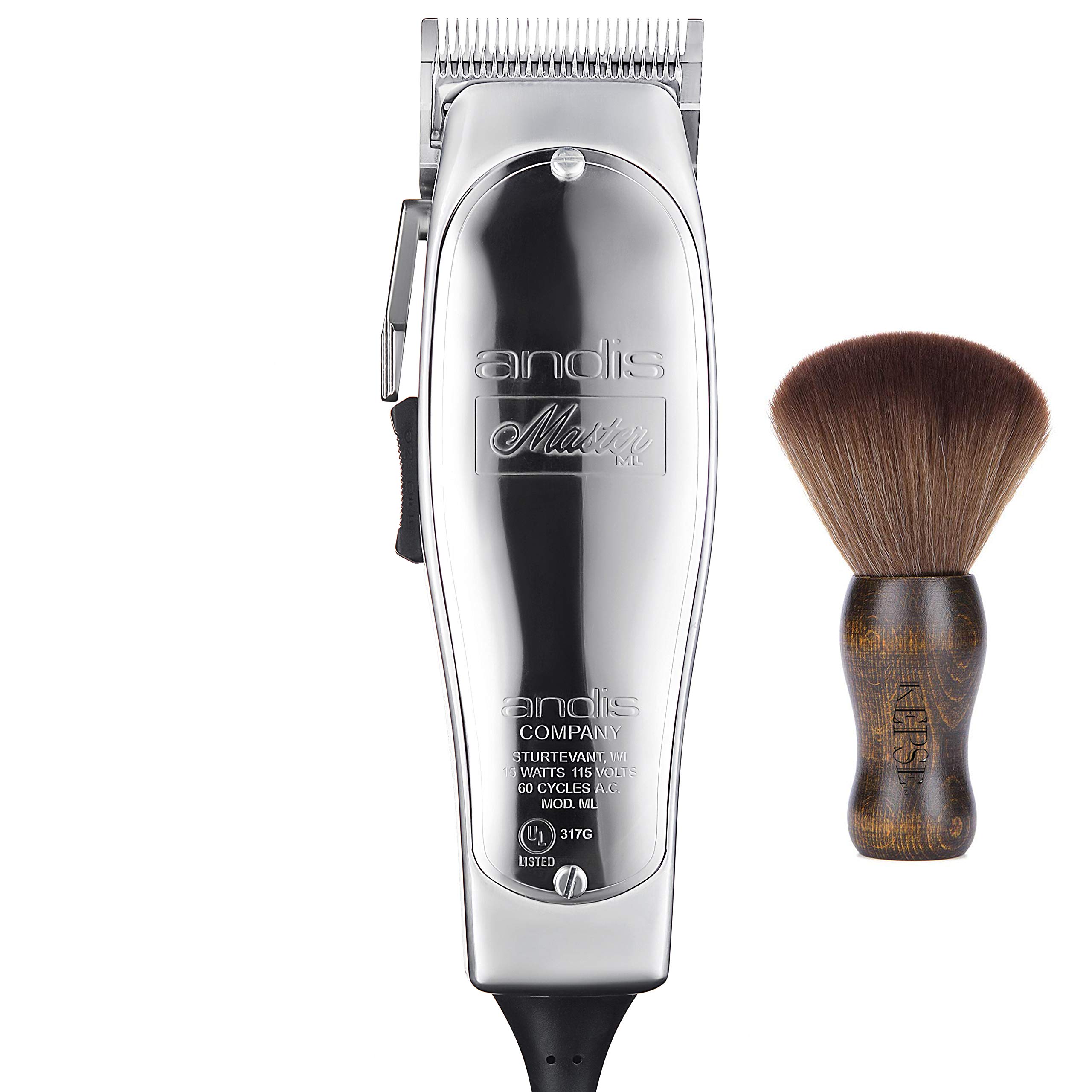 Andis Master Hair Adjustable Blade Clipper, Silver, Bundled with KEPSE Neck Duster