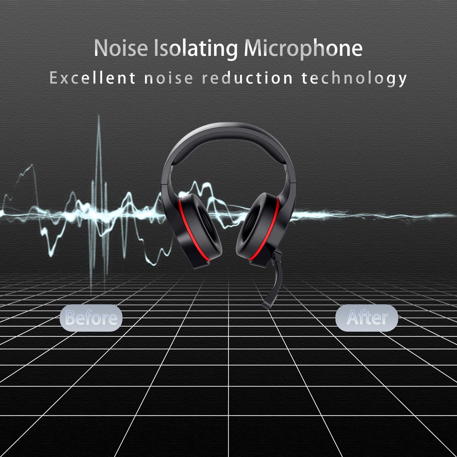 Gaming Headset, Wired Over-Ear Headphone with Noise Canceling Microphone,Stereo Bass Surround Sound, Perfect for PC PS4 PS5 Xbox One Controller