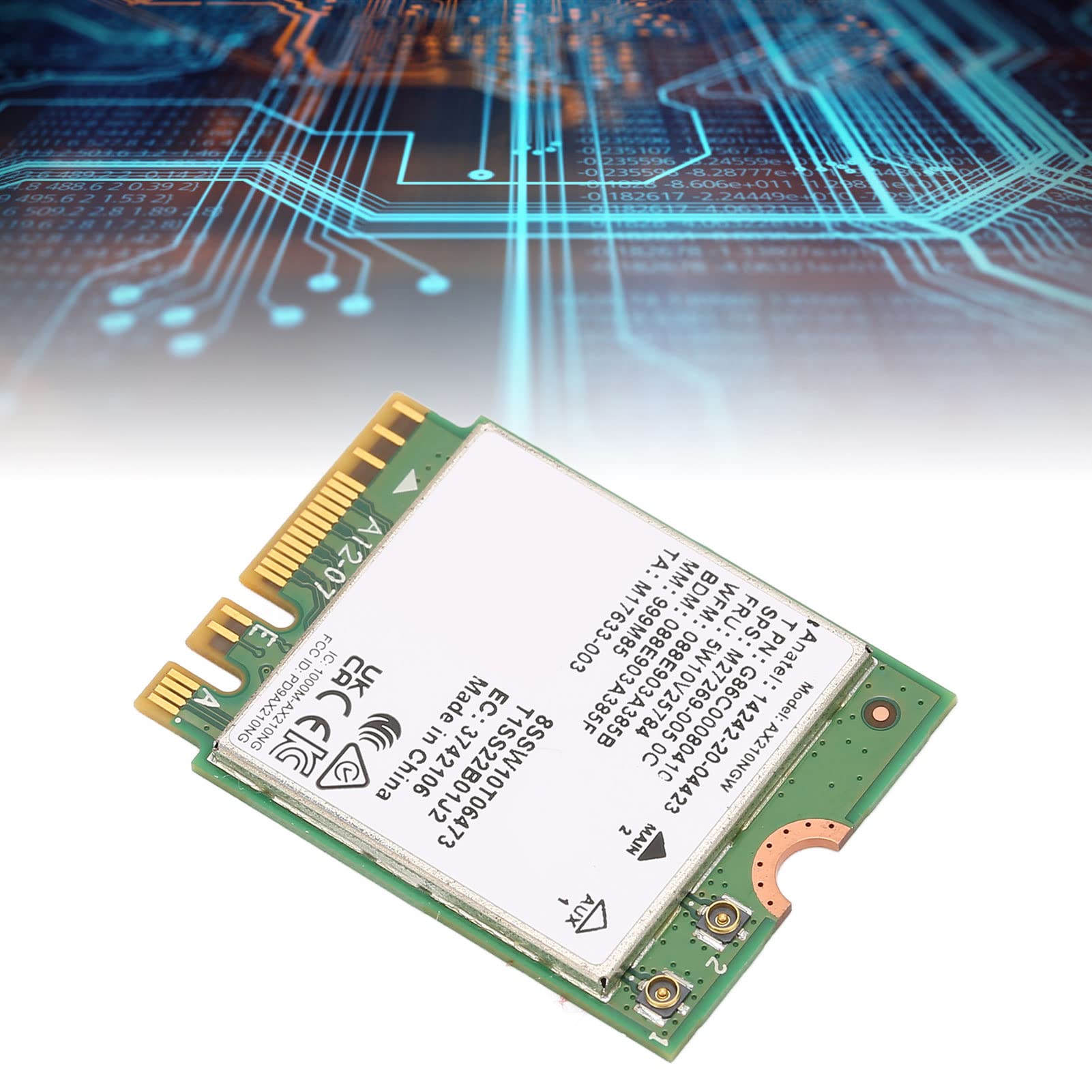 AX210NGW NGFF M2 WiFi Card, WiFi 6 5374Mbps Bluetooth 5.2 Triple Band 2.4G/5G/6G Wireless Gigabit Network Card, Supports MU MIMO for Windows 10, Linux(Above 5.1), for Chrome OS