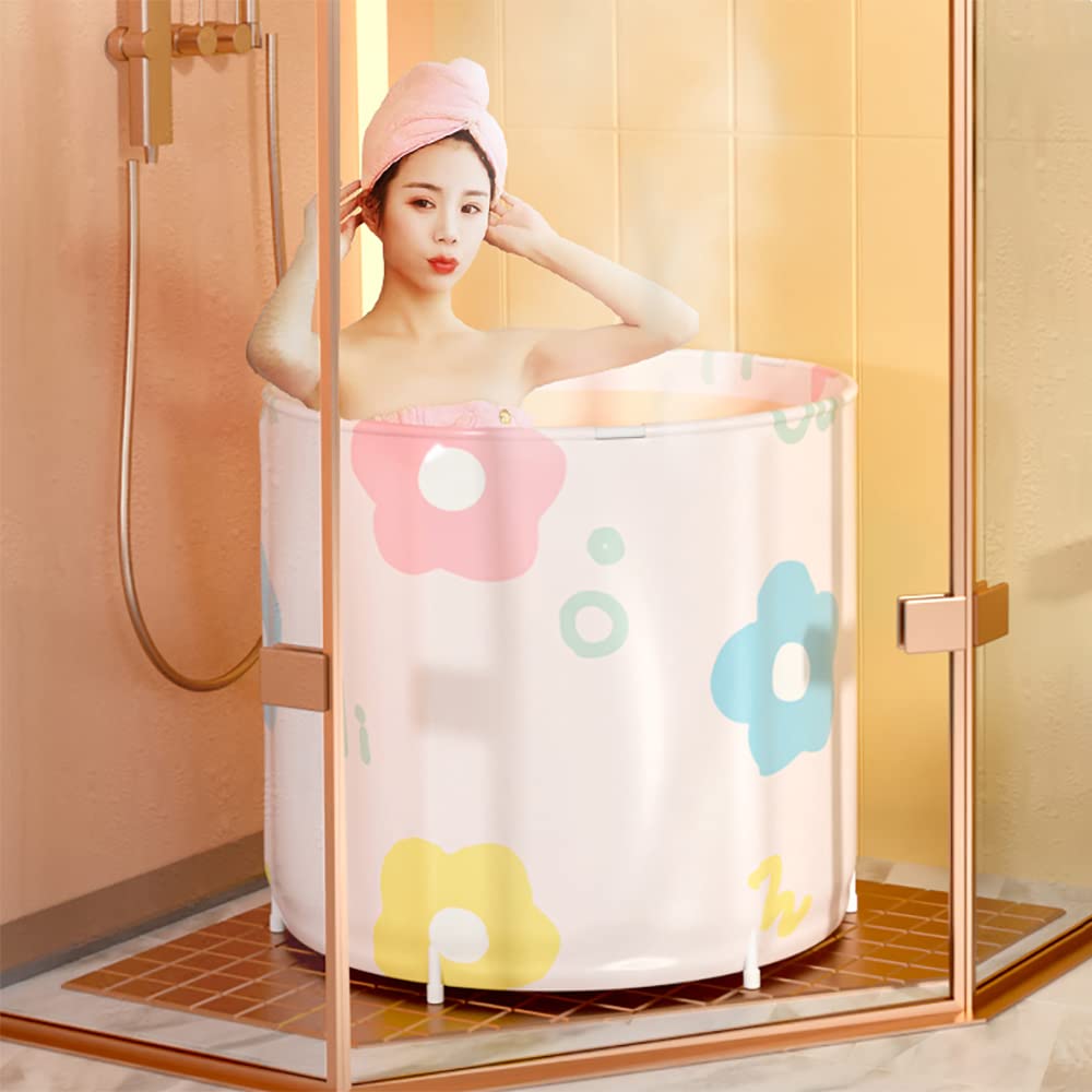 Genrenyen Portable Bathtub for Adults Foldable PVC SPA Soaking Standing Bath Tub for Shower Stall, Non-Inflatable Hot Ice Bath Tub with Thickened Thermal Foam to Keep Temperature