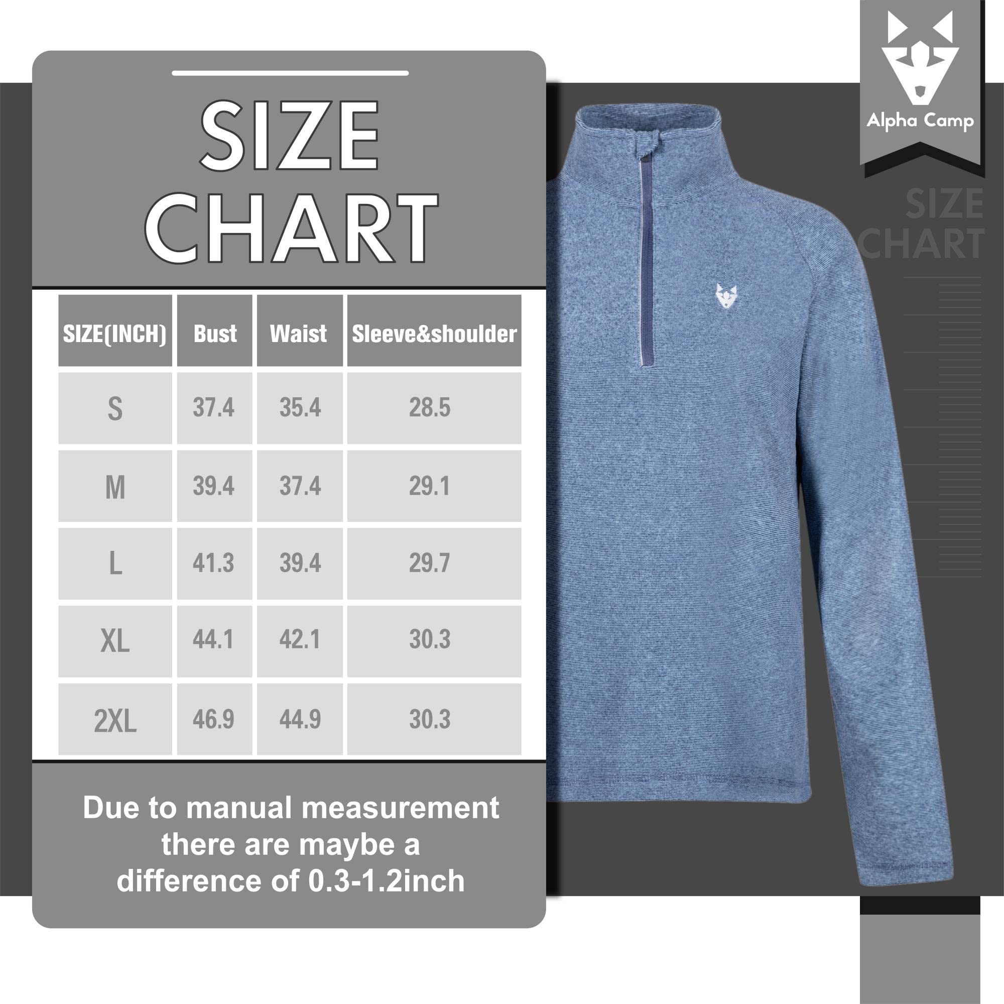ALPHA CAMP Women's 1/4 Zip Pullover T shirt Long Sleeve Quick Dry Micro Fleece Sweatshirt Blue