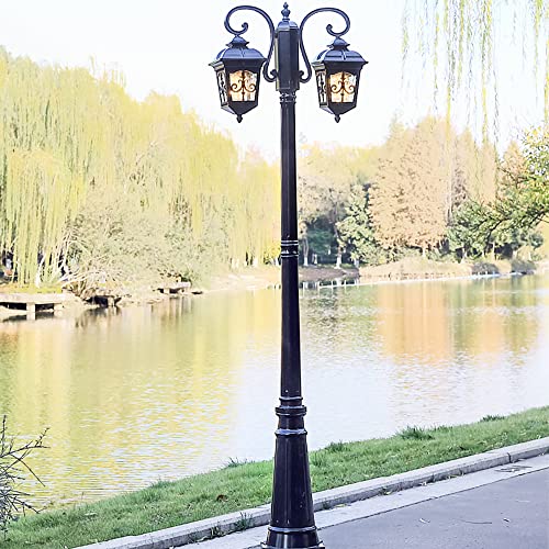 MCABUJT High Pole Garden Waterproof Outdoor Street Light,European E27 Courtyard Light ,2 -Heads Retro Outdoor Home, Villa Garden Community High Post Lamp Garden Lights