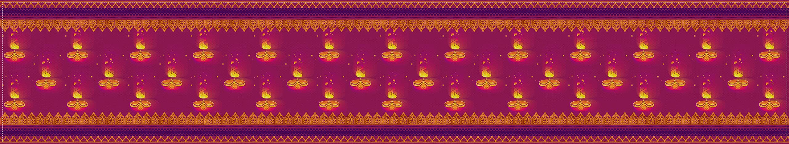 Linen 13x72'' Diwali Table Runner Indian Festival of Lights Decoration for Kitchen Dinning Room Decor