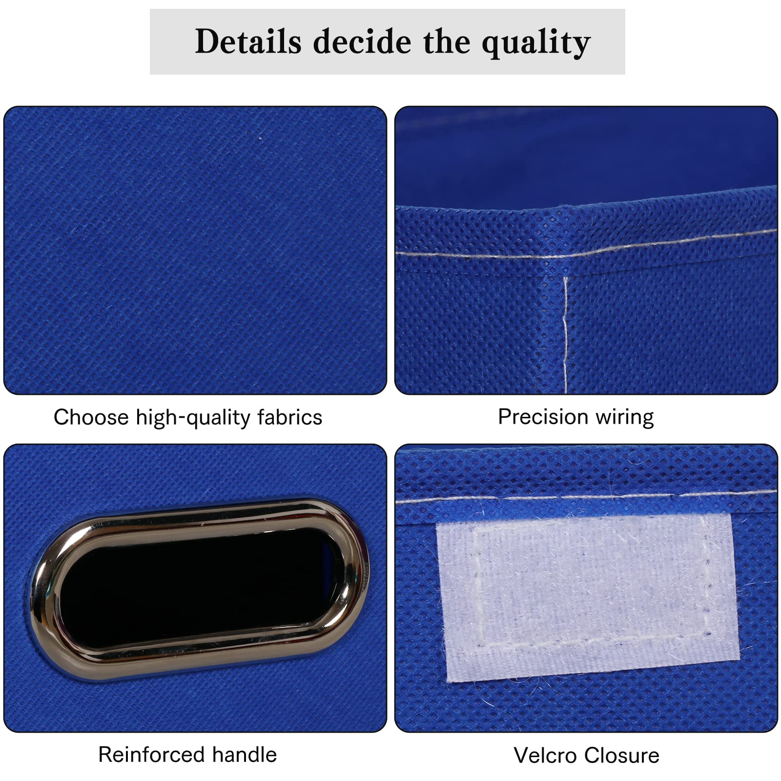 Yunkeeper Fabric Storage Bins with Lids Closet Organizers Foldable Cubes Basket with Handles Cube Boxes for Home ,Dark Blue