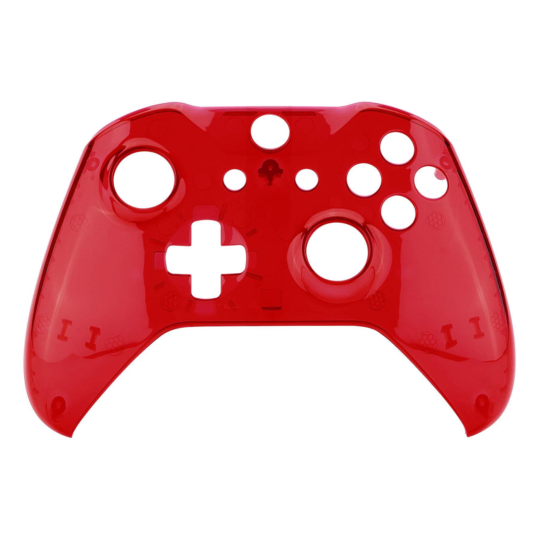 eXtremeRate Transparent Crystal Clear Red Faceplate Cover for Xbox One Wireless Controller (Model 1708), Custom Case Front Housing Shell for Xbox One S X Controller - Controller NOT Included