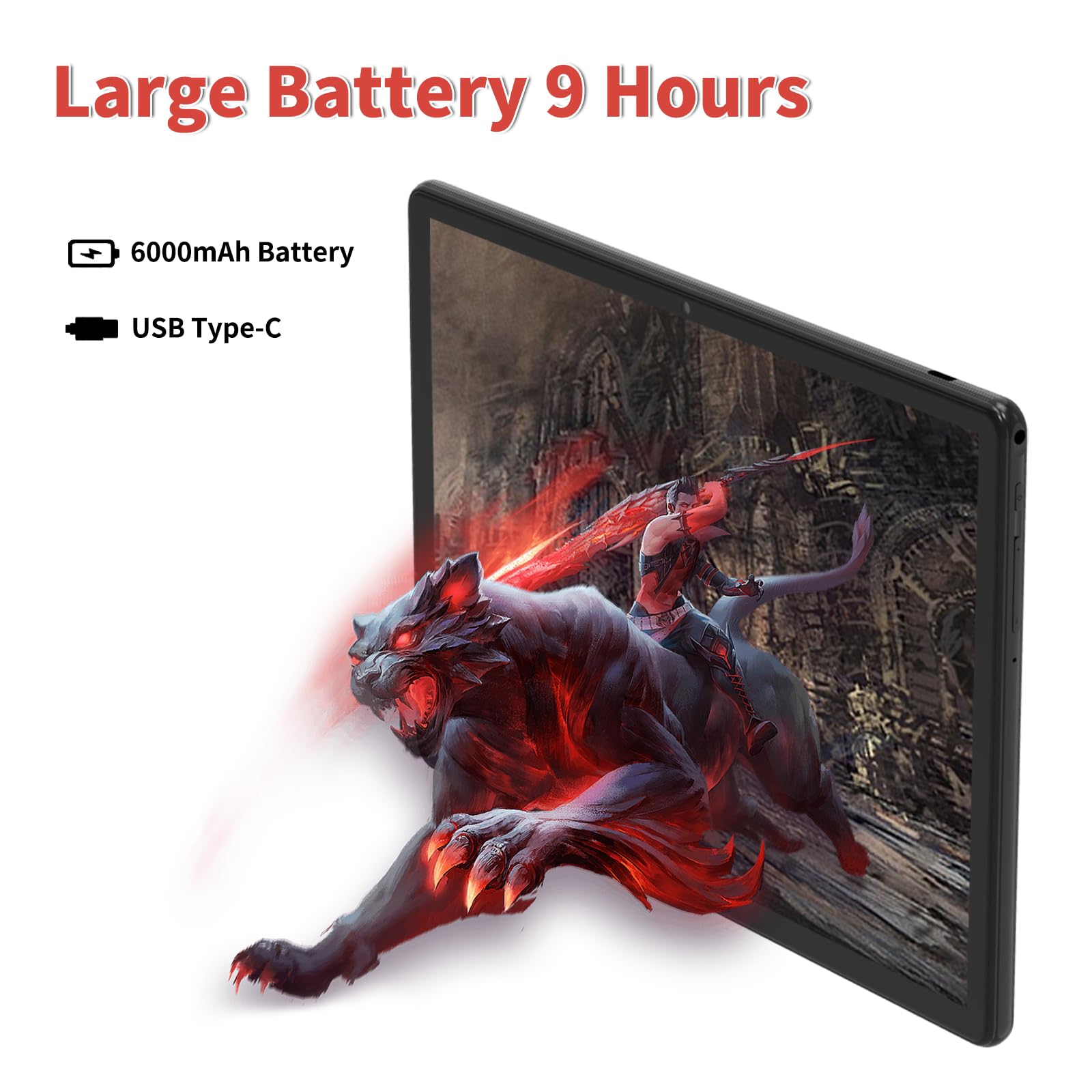 Android Tablet 10.1 inch Tablet Latest Update Octa-Core Processor with 64GB ROM+4GB RAM Storage, 13MP Camera, 9 Hours Larger Battery, Bluetooth, WiFi, GPS, 512GB Expand Support, IPS Full HD Display