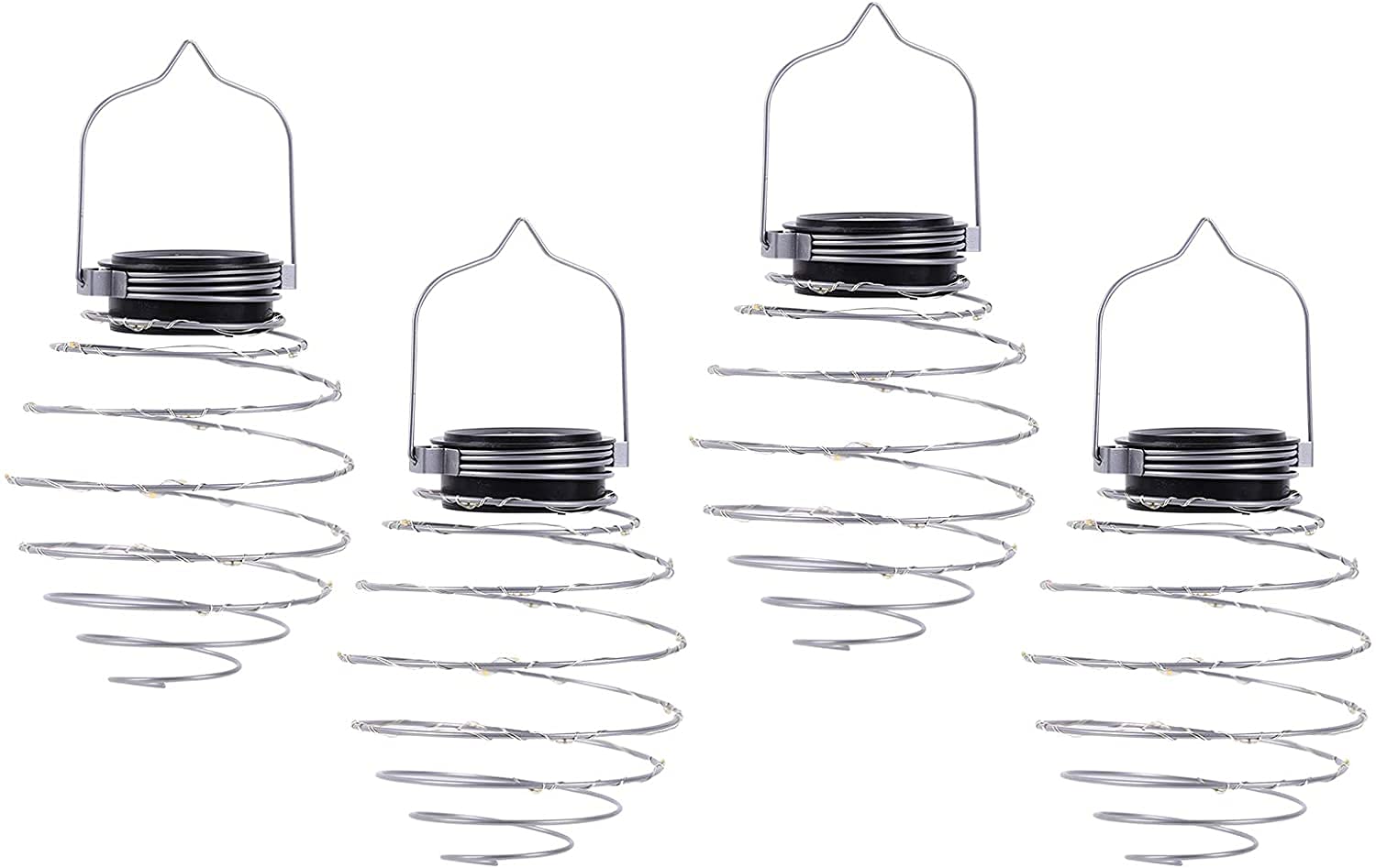 Creative Iron Art Lanterns, 4 Pack Solar Spiral Lights,LED Hanging Decorative Lamp for Outdoor, With Hanging Design For Garden, Patio, Porch Garden Home Decoration Light