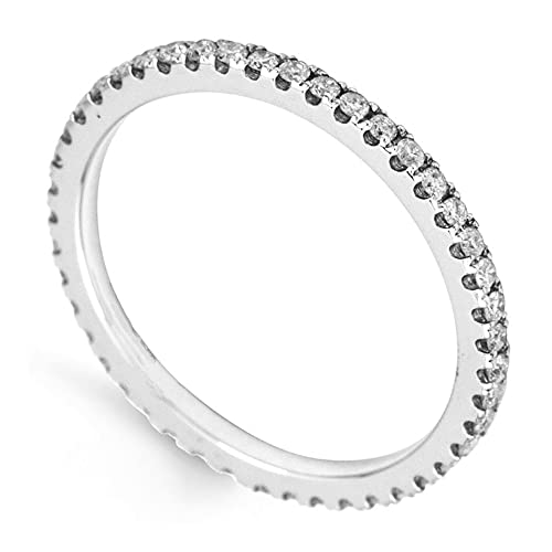 Alposh Round Cut White Moissanite Diamond 925 Sterling Silver Full Eternity Wedding Band For Women - 1 MM (7)