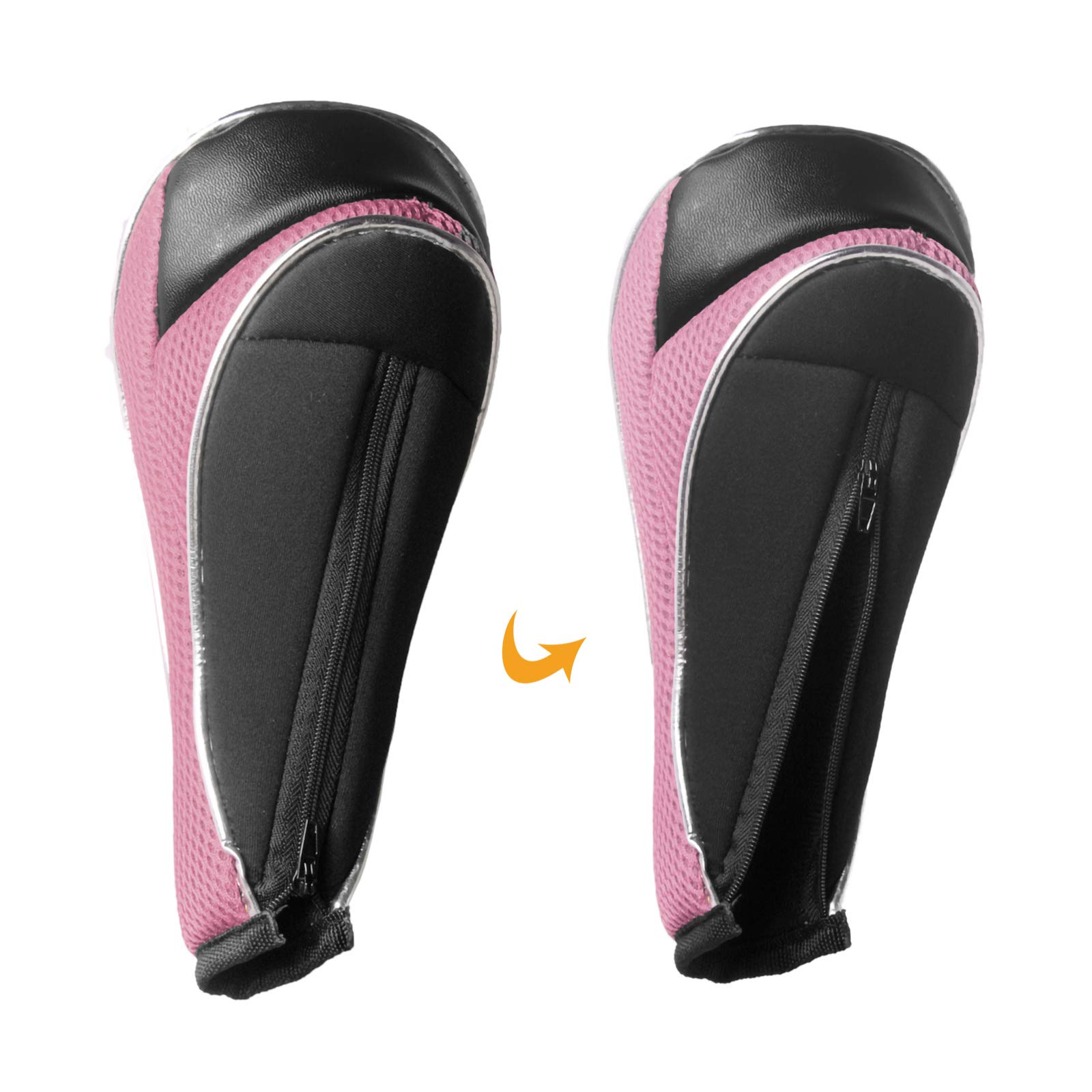 Andux Golf Club Wood Head Covers 460CC Driver Covers Zipper Pink