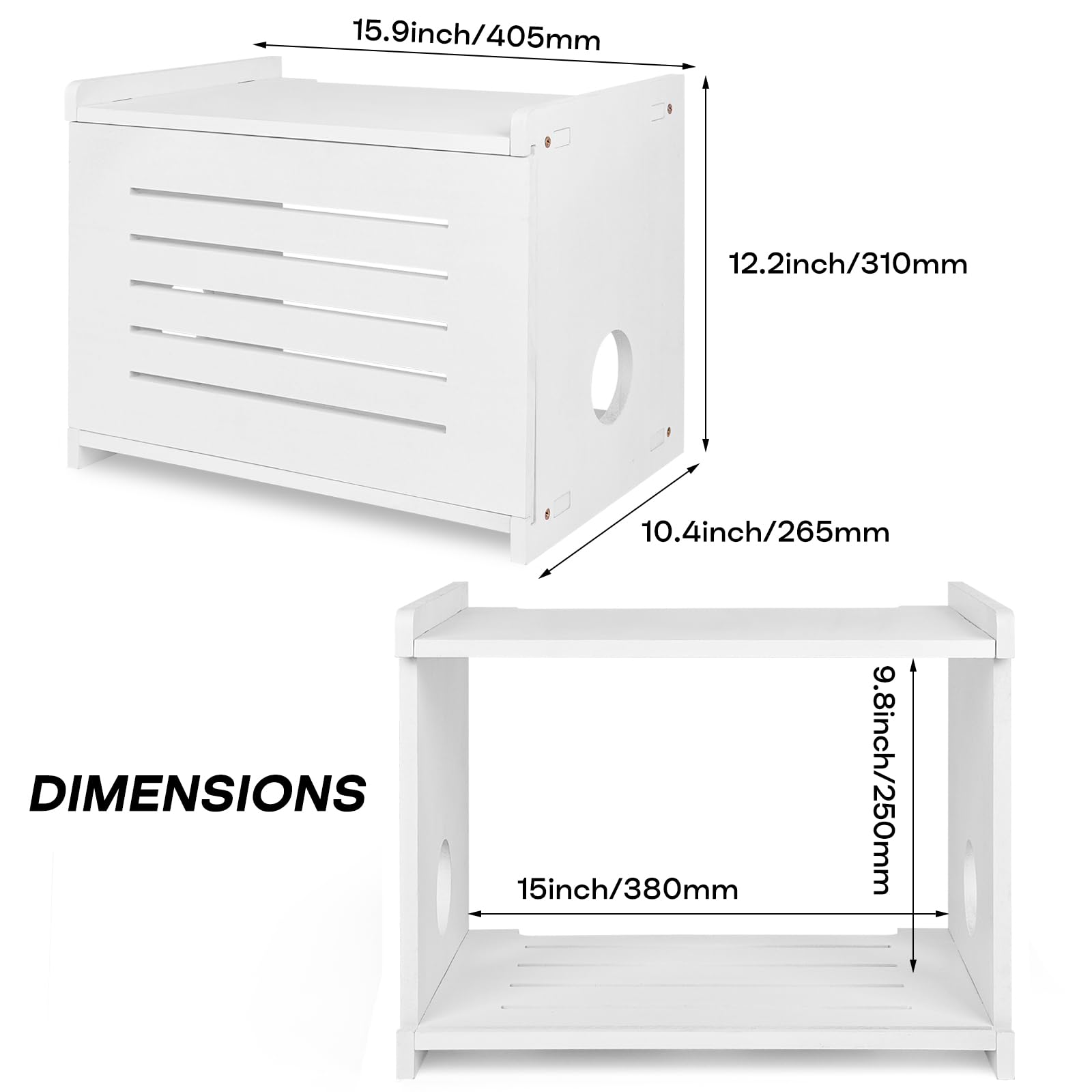 BEARUT Router Shelf Projector Shelf Projector Stand Router Storage Box Modem Cable Router Cover Organized Power Strip Cable Management Hider Rack By Solid Wood Need Assembly WT