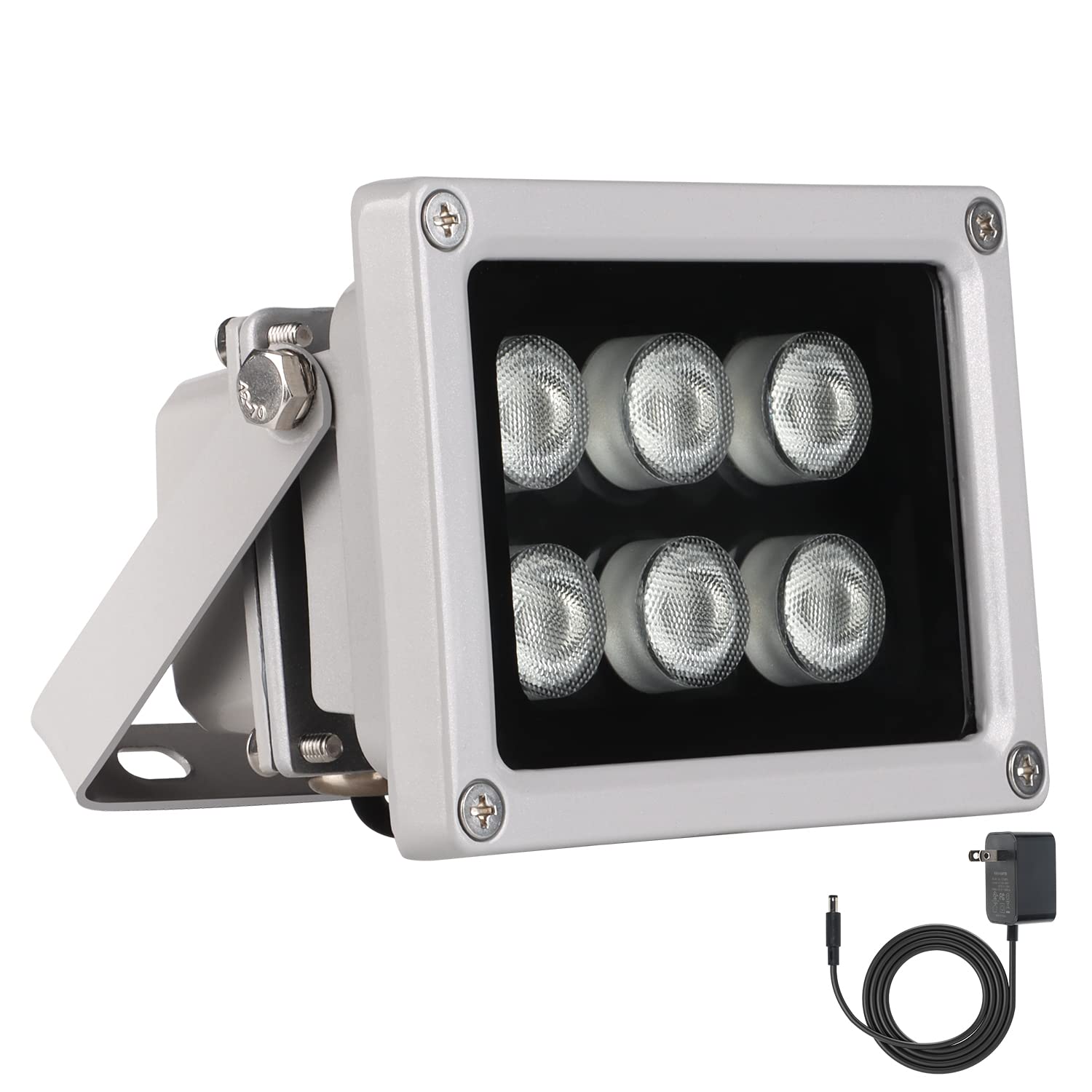 Univivi Infrared Illuminator, 850nm 6 LEDs 90 Degree Wide Angle IR Illuminator for Night Vision,Waterproof LED Infrared Light for IP Camera,CCTV Security Camera