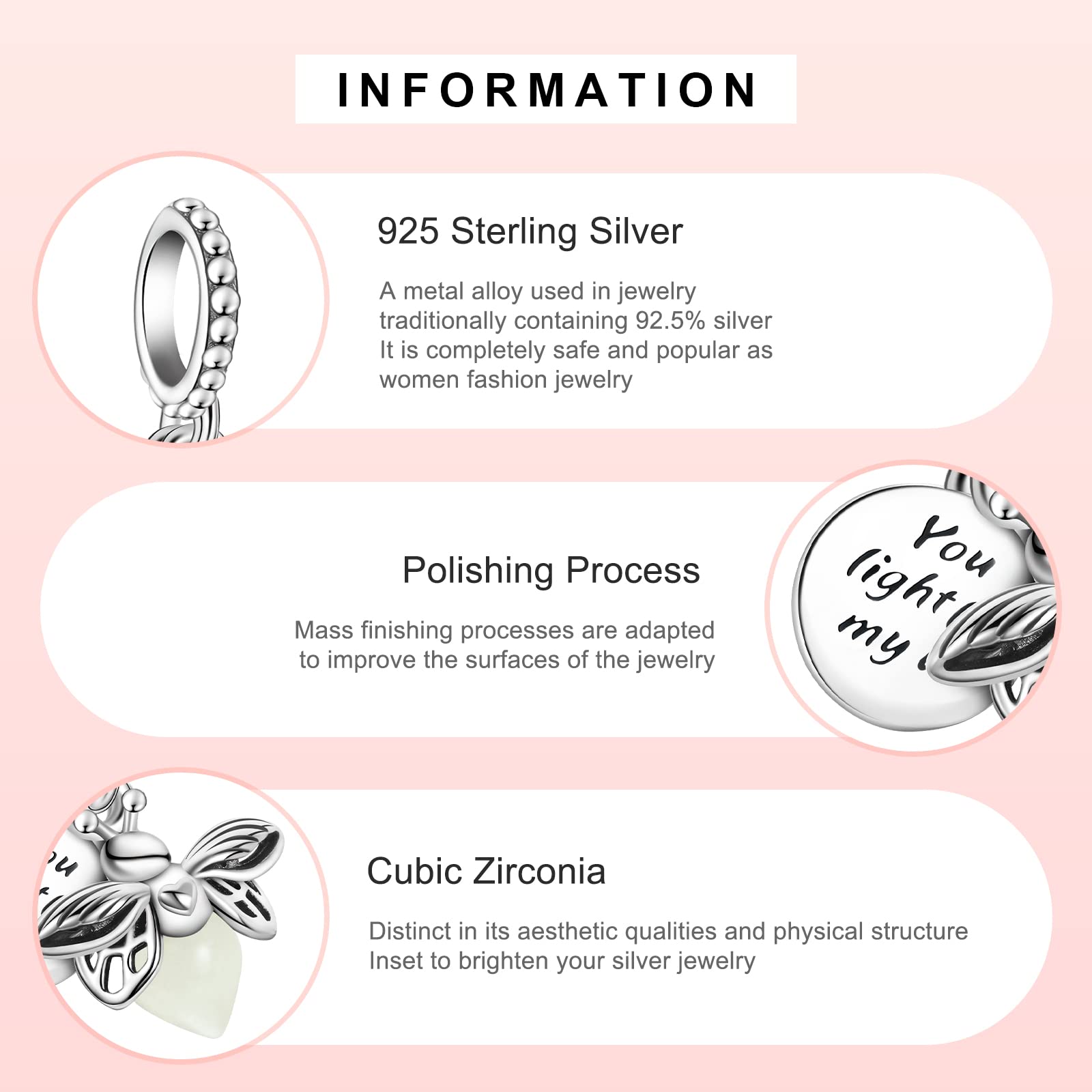 MITSOKU 925 Sterling Silver Charms for Bracelets Necklaces Glow-in-the-dark Firefly Dangle Pendants Beads Charms Jewelry Gift for Women