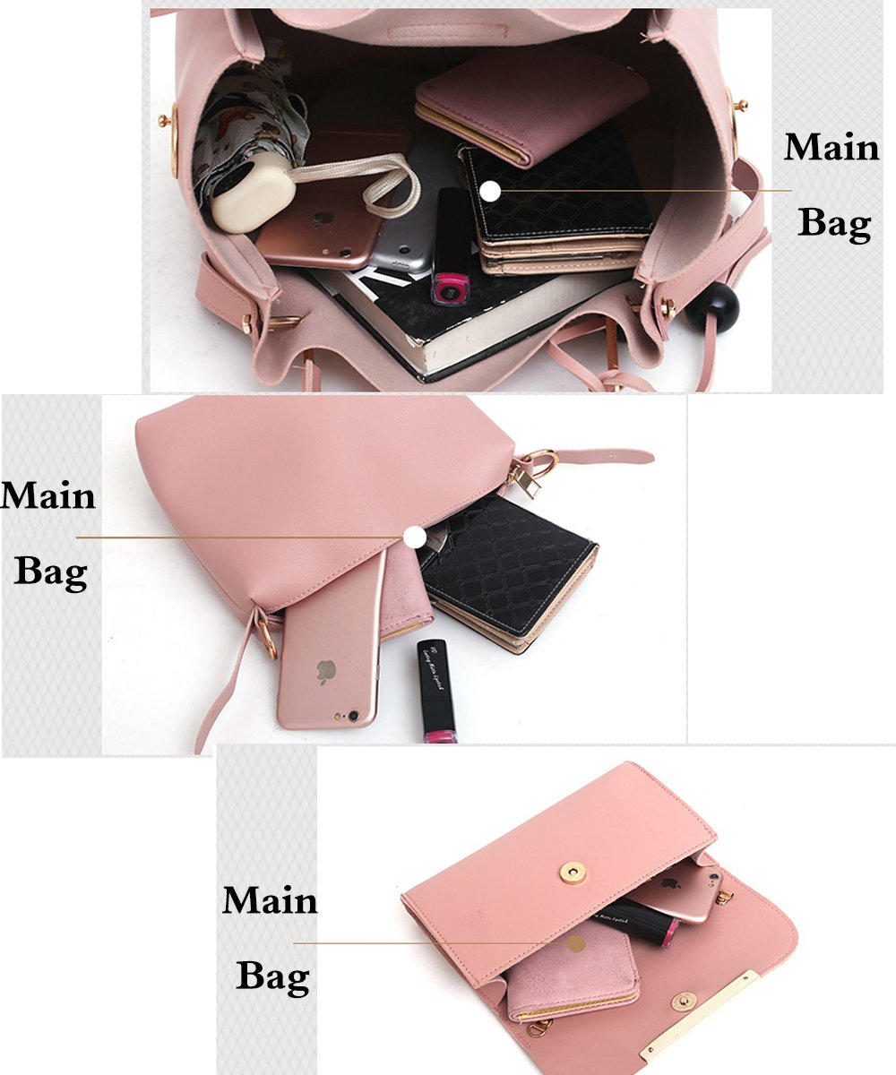 FiveloveTwo Women's Purse and Handbags 3 Pcs Bag Set PU Leather Tassel Totes Clutch Satchels Top Handle Shoulder Crossbody Bags Pack Beige