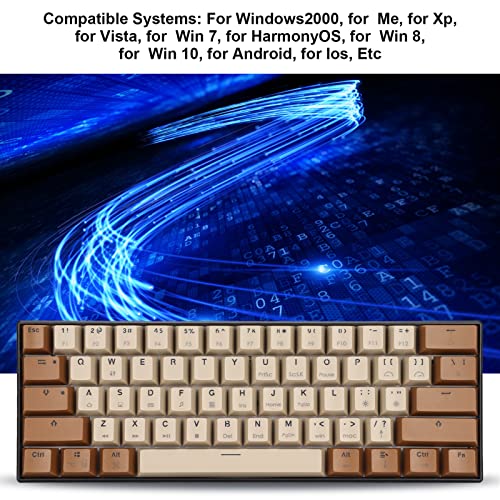 Gaming Keyboard, 61keys Mechanical Keyboard with Color Mixing Light, Multiple Luminous Modes, for Windows2000, Xp, Vista, Win 7, HarmonyOS, Win 8, Win 10, Android, iOS(Green axis)