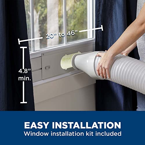 GE 14,000 BTU Portable Air Conditioner for Medium Rooms up to 550 sq ft. (9,850 BTU SACC), Wi-Fi Enabled, 3-in-1 with Dehumidify, Fan, and Auto Evaporation, Included Window Installation Kit