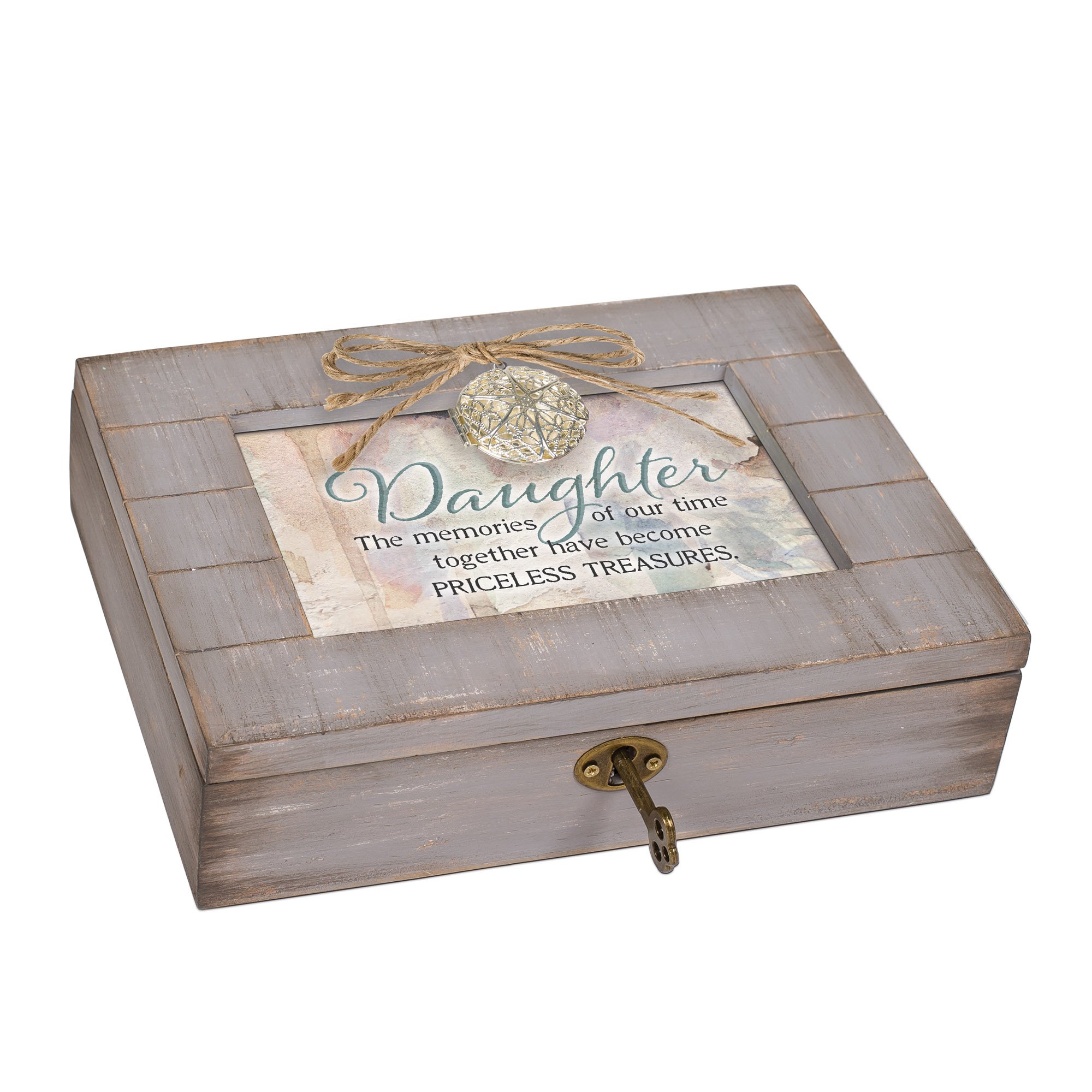 Cottage Garden Daughter Memories Treasures Grey Distressed Locket Music Box Plays You are My Sunshine