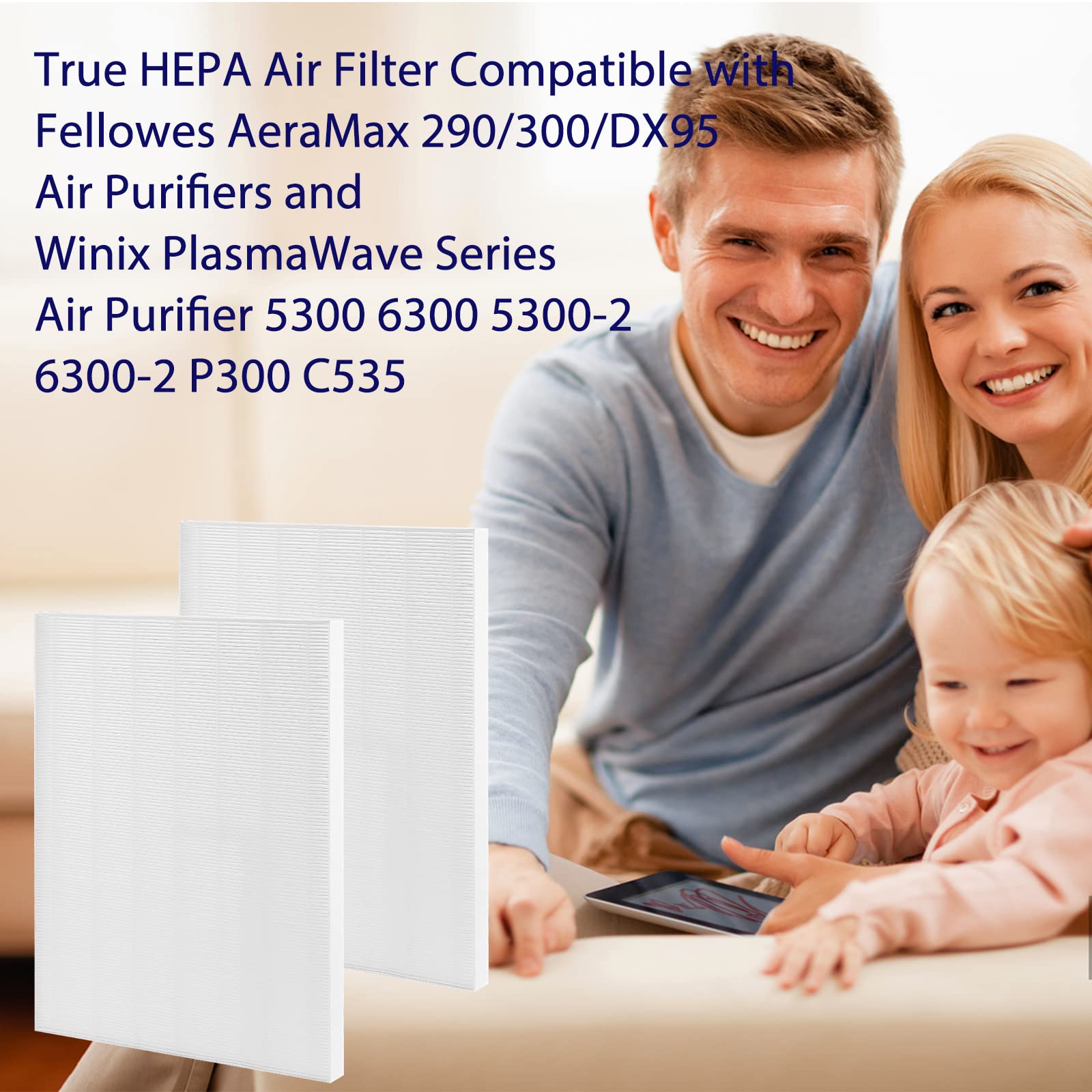 Ganteny 115115 True HEPA Filter Replacement Compatible with Winix 115115 Air Purifier 5300 6300 5300-2 6300-2 P300 C535 Filter A