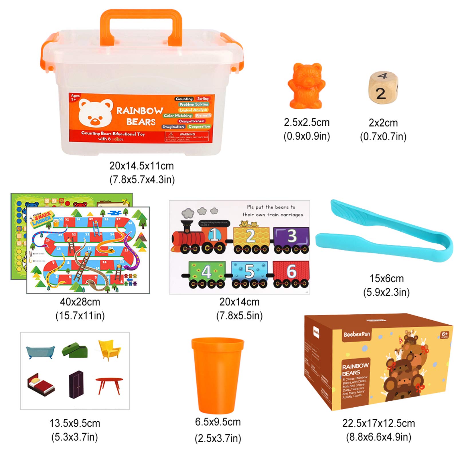 Counting Bears with Matching Sorting Cups,Rainbow Bear Counters with Activity Cards and Storage Box,Montessori Educational Counting and Sorting Toys,Fun Math Manipulative for Preschool Learning