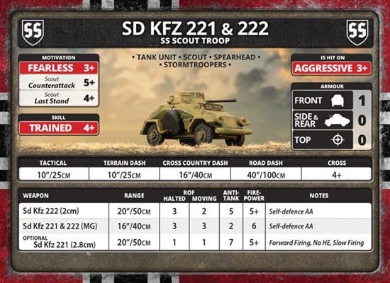 Flames of War: Late War German Waffen SS Sd Kfz 221 and 222 Scout Troop (GBX157)
