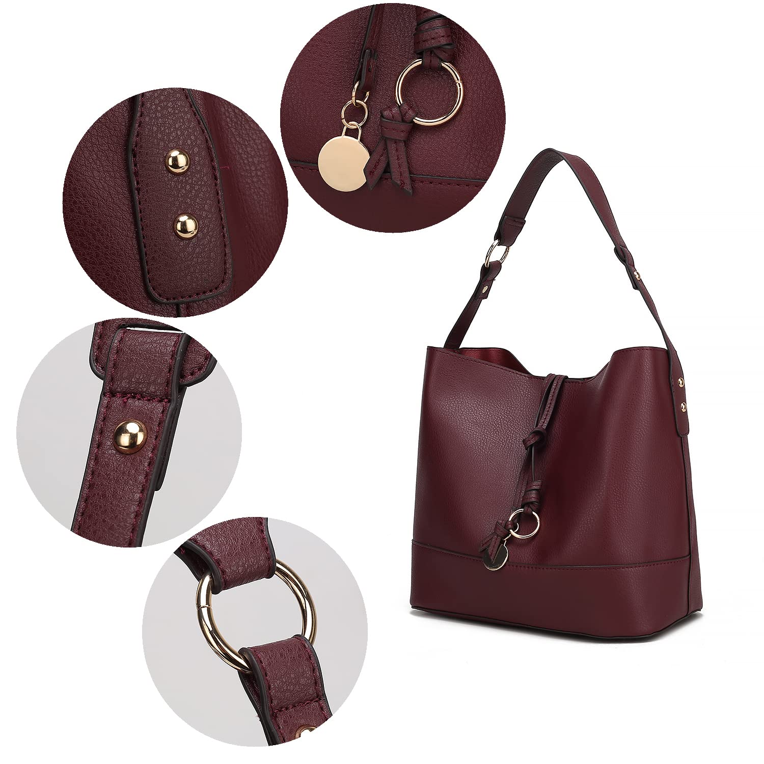 MKF Collection Shoulder Bag for Women, Vegan Leather Crossbody Top Handle Messenger Purse