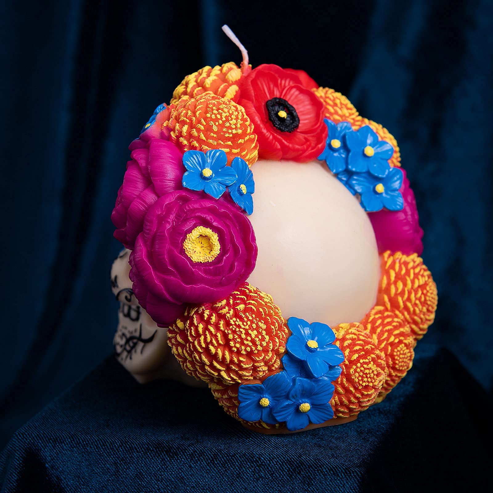 Dia De Los Muertos Floral Skull Scented Candle for Day of The Dead Mexico Decoration