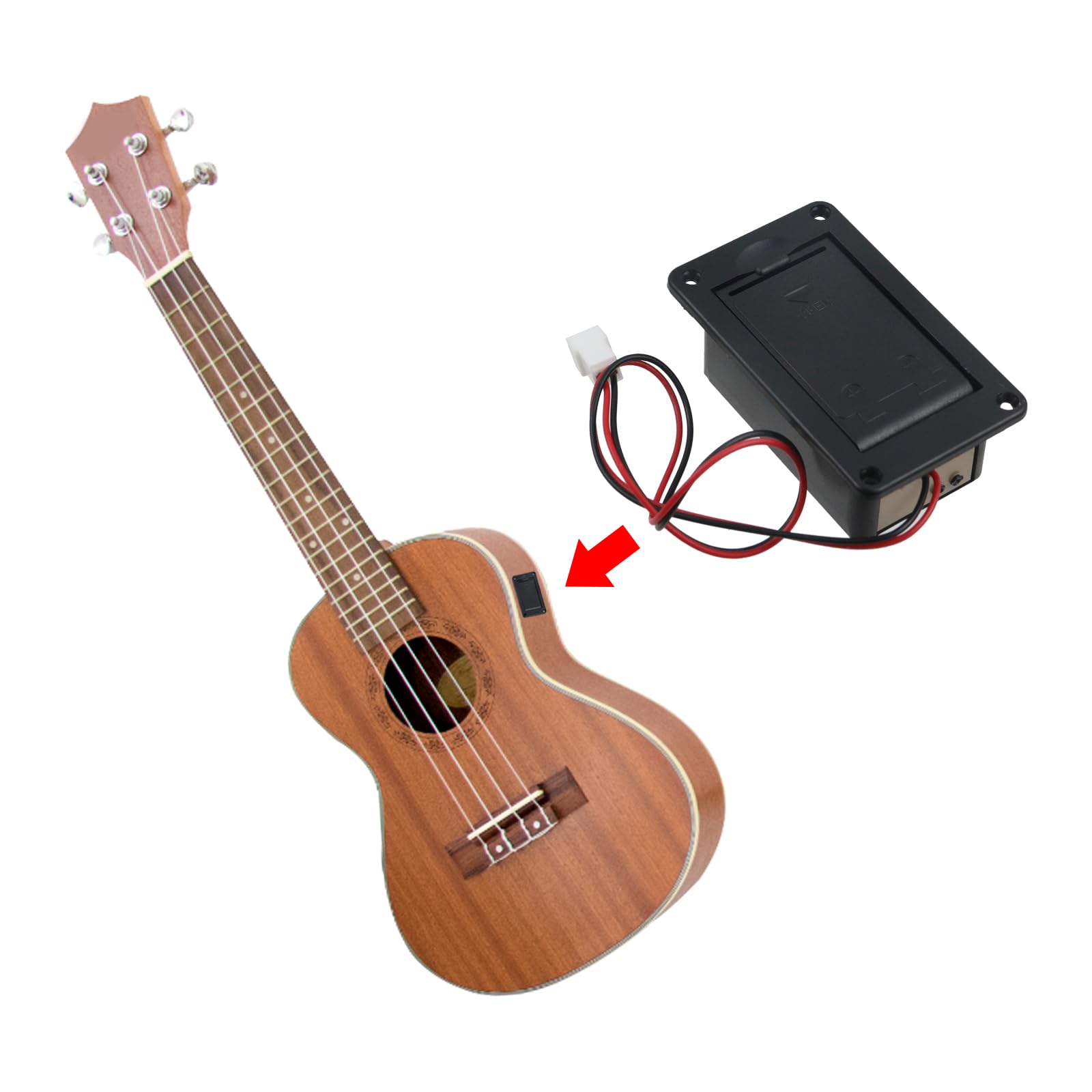 Geesatis 1 pcs 9V Battery Box Case Holder Guitar Plastic 2-Pin Black Pickup Battery for Guitar Bass Pickup Replacement Tool, No Terminal