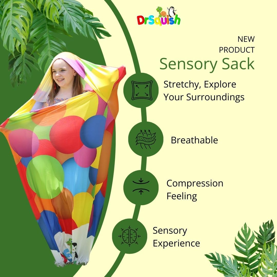 Dr Squish Sensory Sock - Bag - Sack - Washable - Body Pod - Comfortable Blanket - Blankets & Throws - Full Body wrap - Self Soothing - Wearable Blanket for Kids (3-5 years, 40 x 27 Inch)