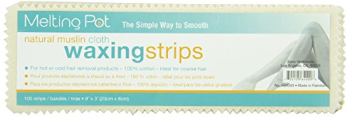 Melting Pot Natural Muslin Cloth Waxing Strips, 9 Inch, 100 Count