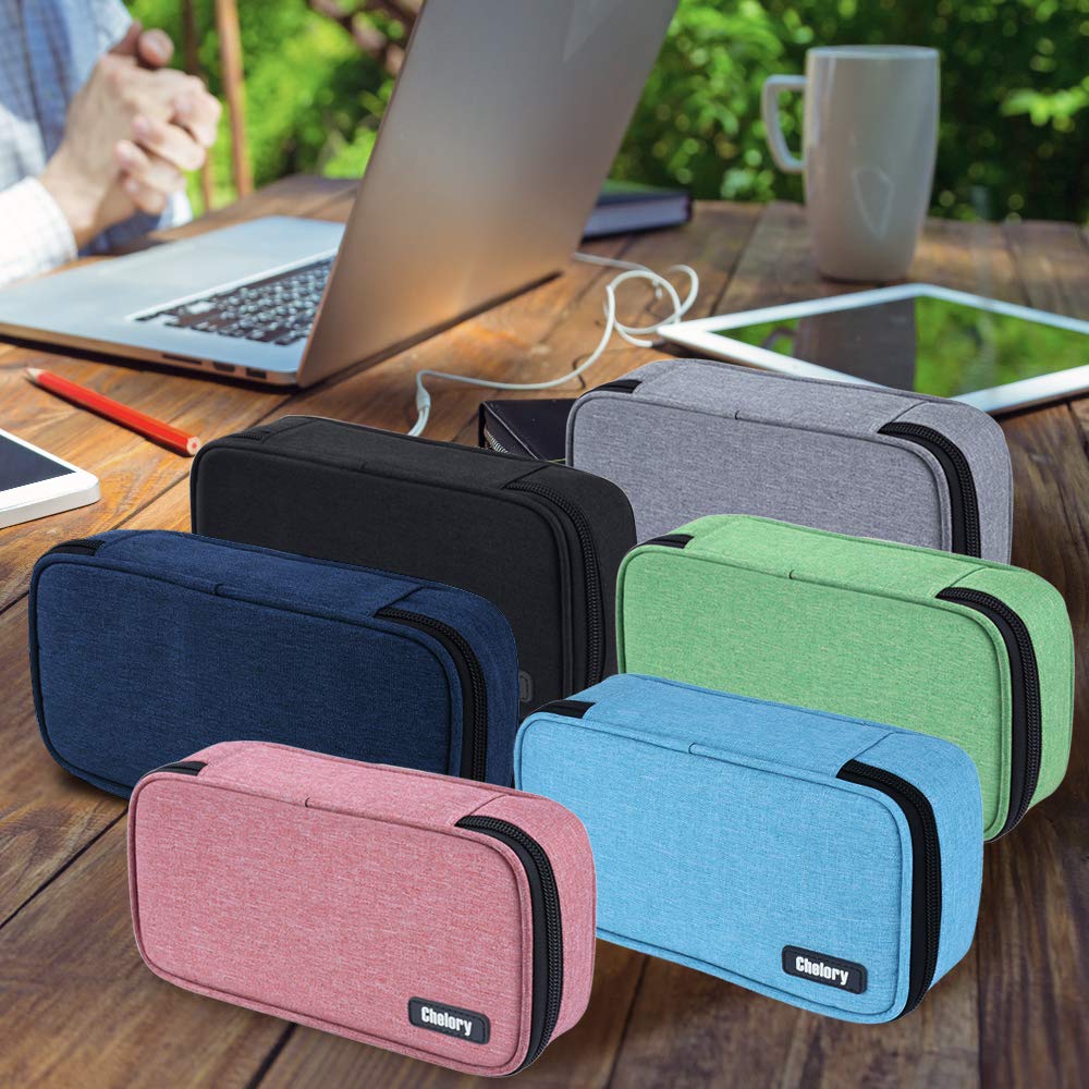 Chelory Big Capacity Pencil Case Large Pencil Bag Pouch Portable Pen Pencil Marker Cases Holder Multi Functional Office Stationery Storage Organizer Supplies Makeup Bag Men Women, Black