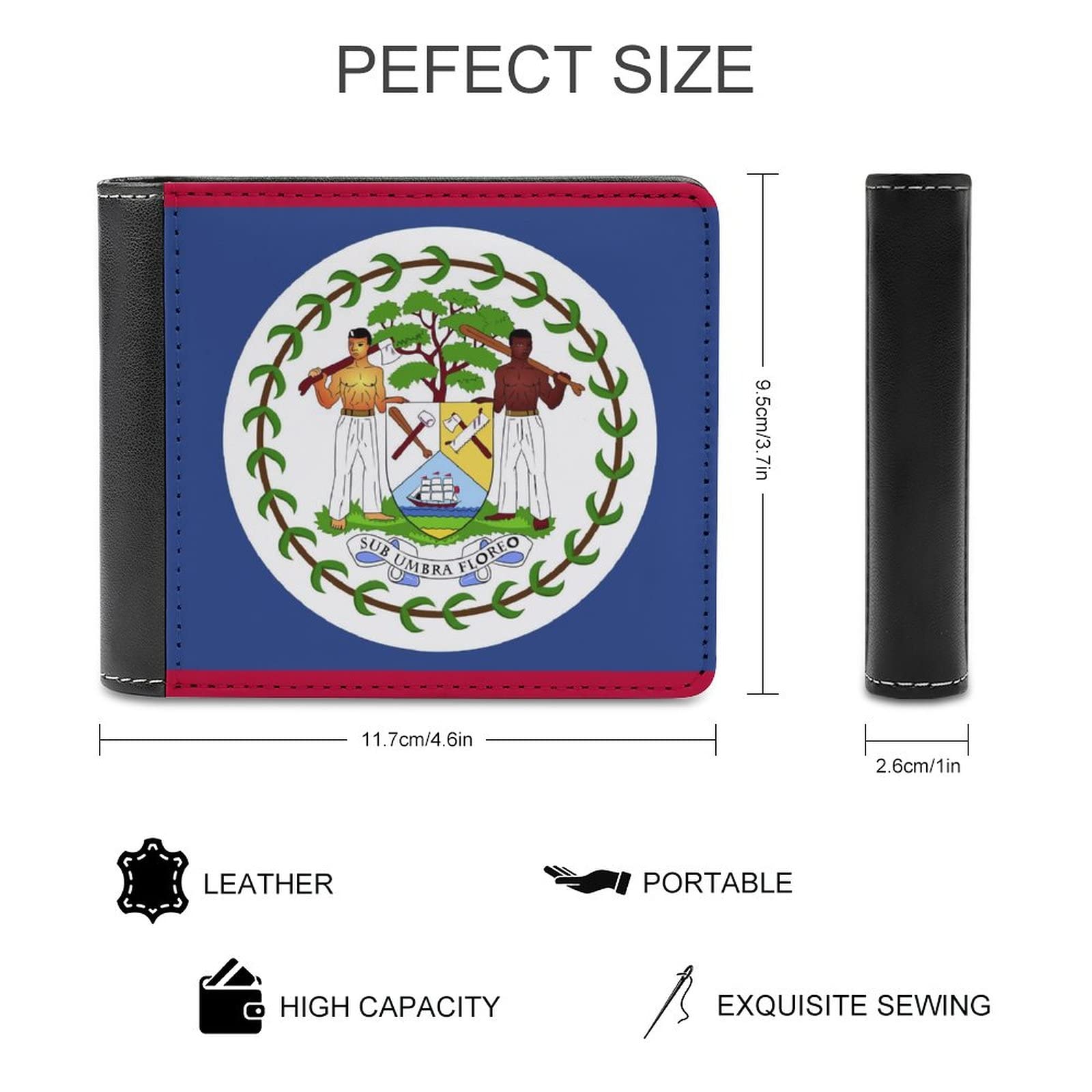 Mens Short Wallet Belize Flag Bifold Leather Wallets Purse Minimalist Card Holders Coin Purses