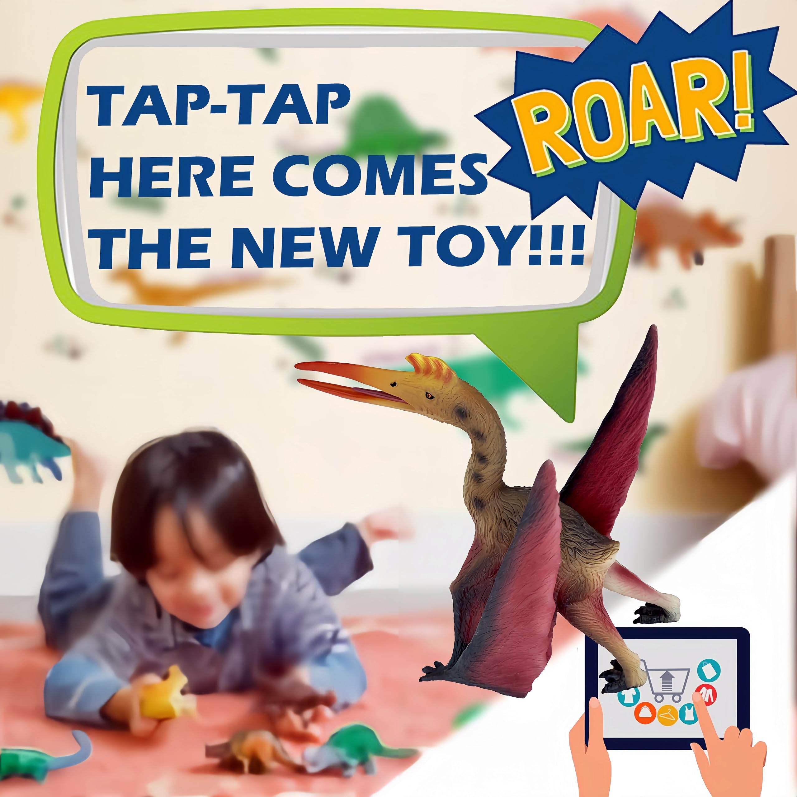 Gemini&Genius Pterosaur Toy for Kids, Large Size 5.5" Quetzalcoatlus Dinosaur Toy, Pterodactyl Toy, Large Flying Dinosaur Toy, Realistic Pteranodon Toy for Kids Display and Play
