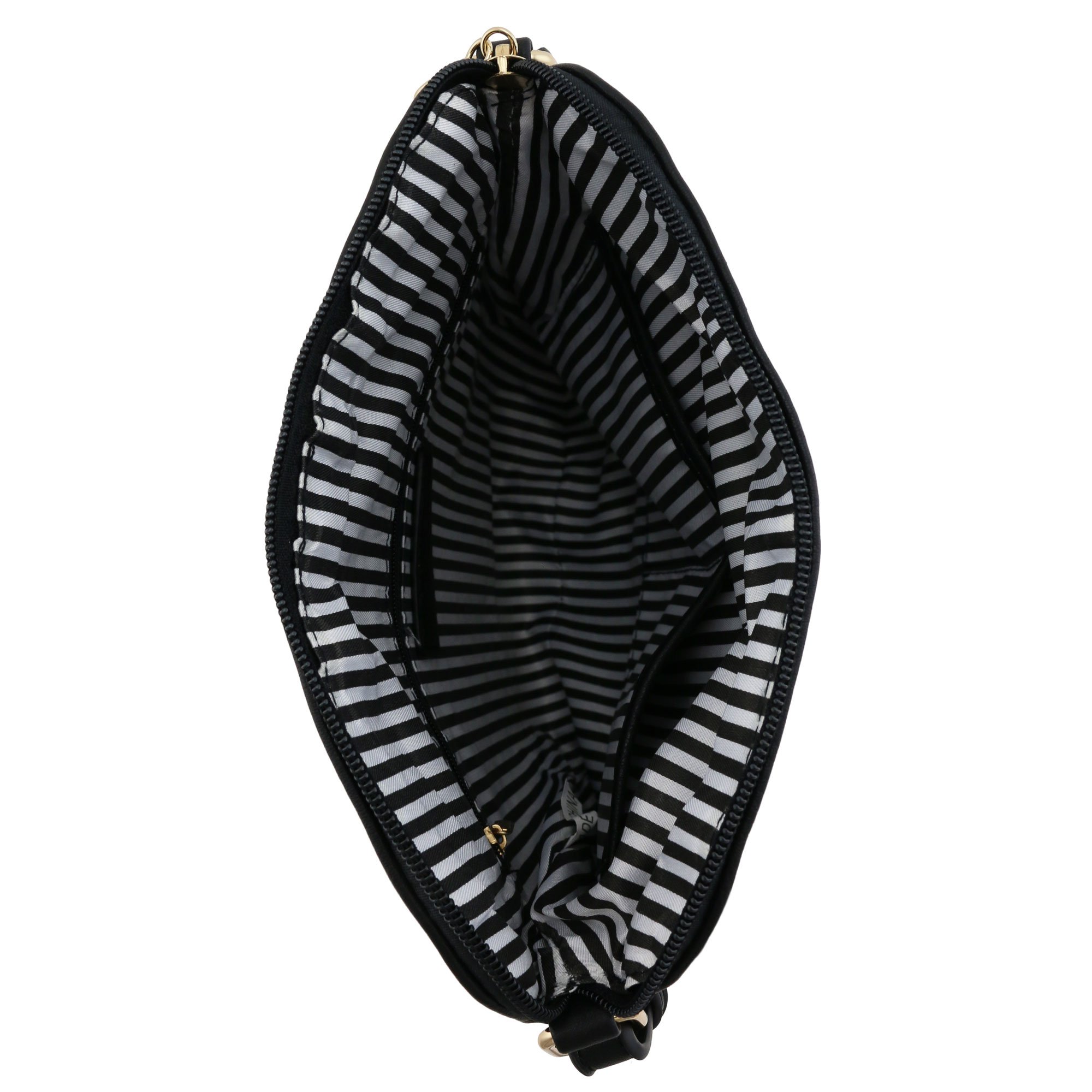 FashionPuzzle Tassel Zip Pocket PU Leather Crossbody Bag (Black)