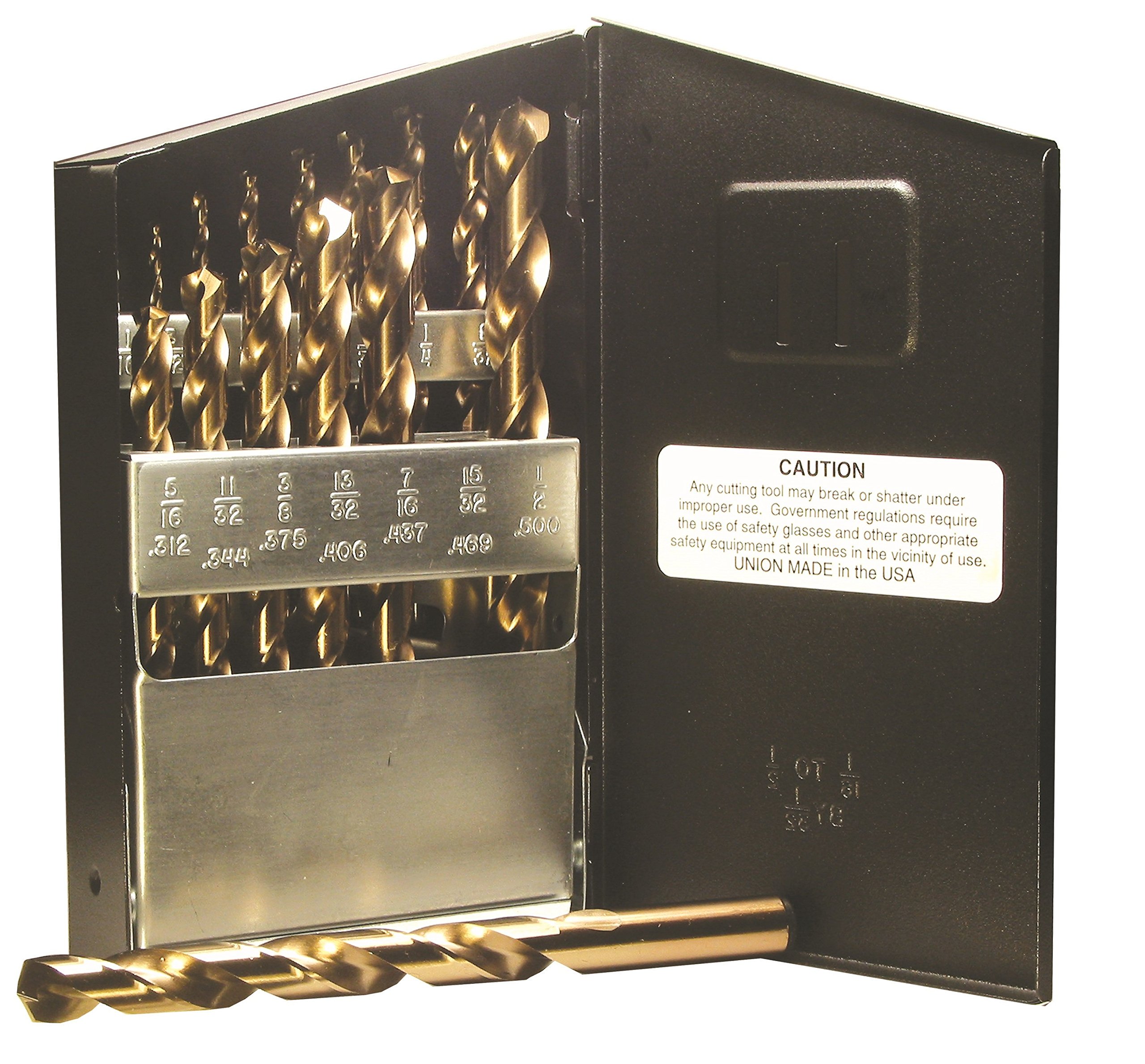 Viking Drill and Tool 68340 Type 240-D 135 Degree Split Point Cobalt Jobber Gold Finish Drill Set (15 Piece)
