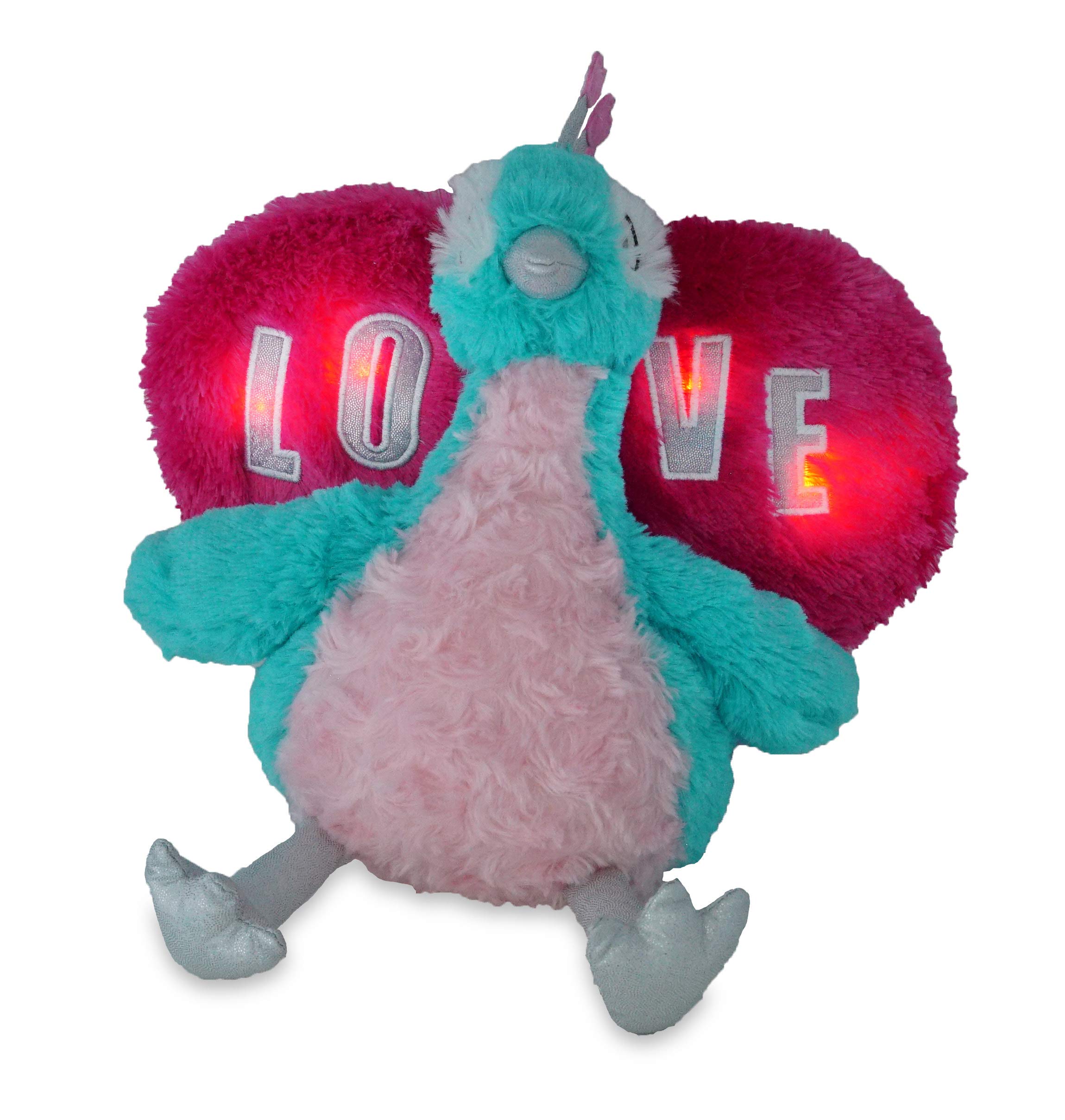 Cuddle Barn - Lots of Love Liam | Singing and Dancing Interactive Light Up Pink Peacock Stuffed Animal Plush Toy, Sings L O V E by Frank Sinatra, 10 Inches