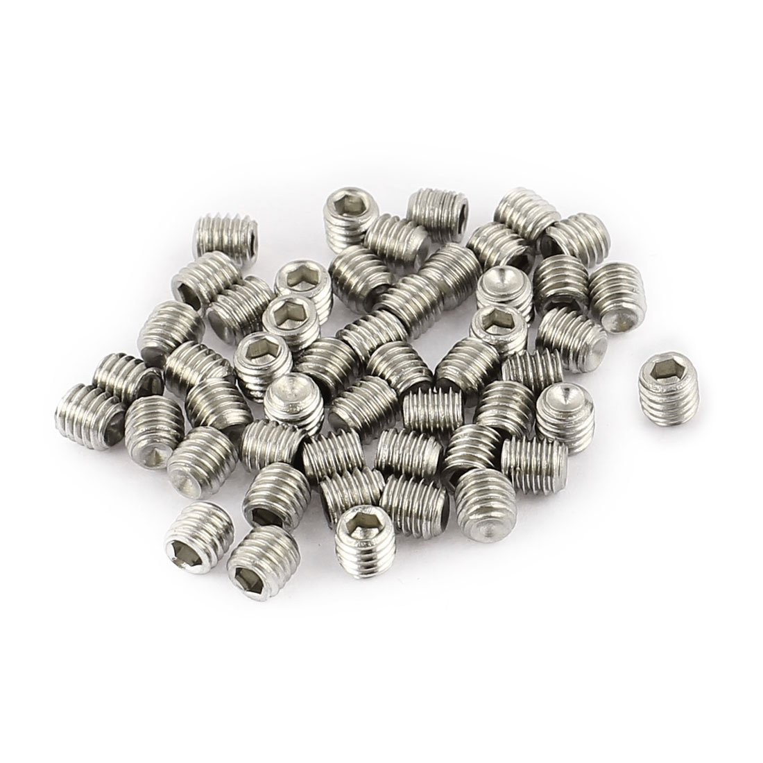 uxcell 50Pcs M3 x 3mm Stainless Steel Hex Socket Set Grub Screws Headless Cup Point