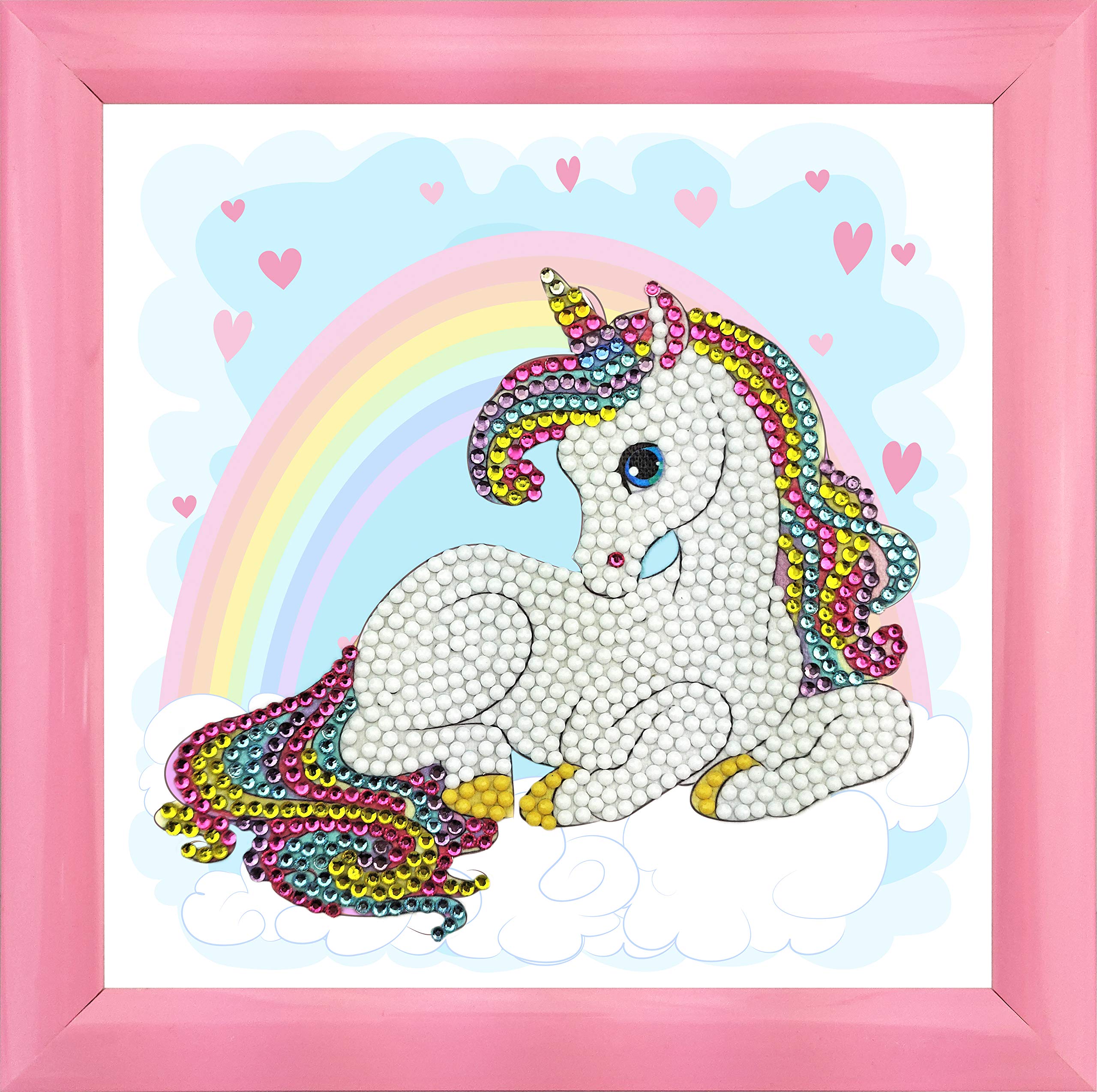 Craft Buddy Crystal Art CAFBL-4 Unicorn Rainbow, 16x16cm Frameable Crystal Art