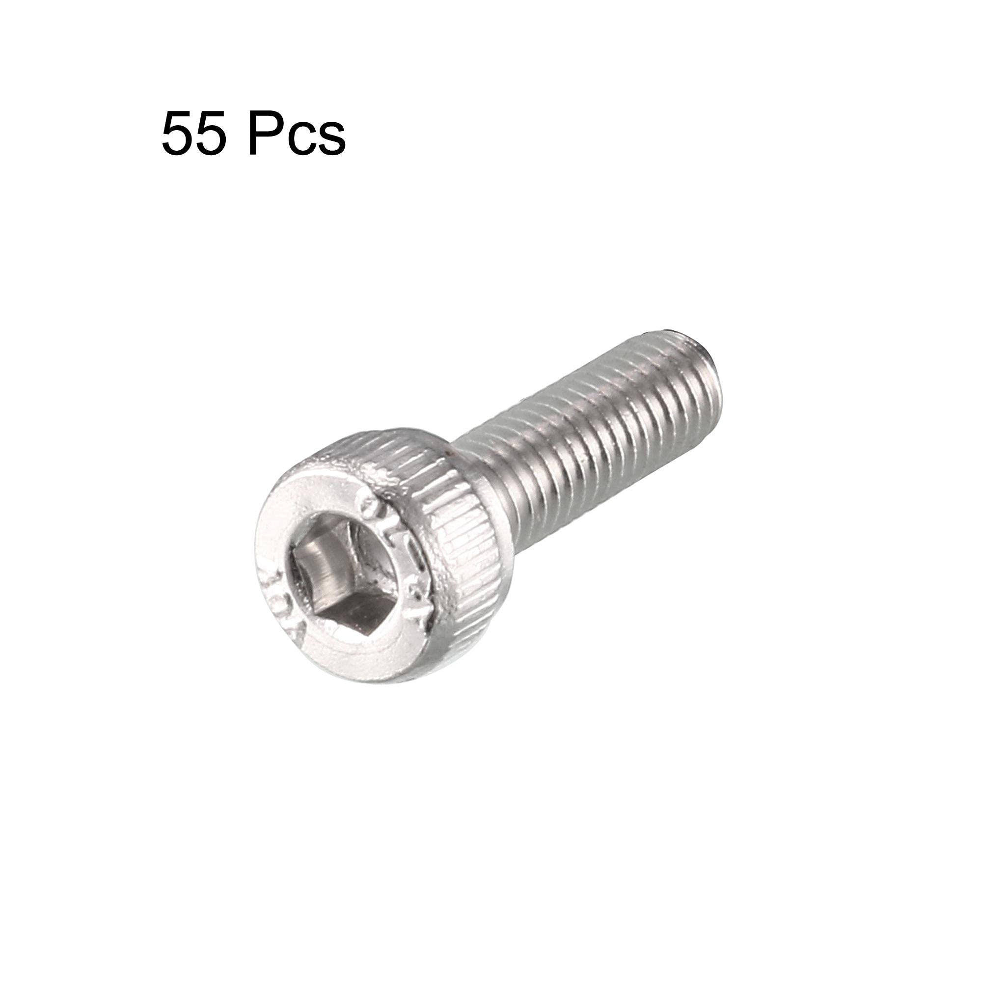 uxcell M3x10mm Thread 304 Stainless Steel Hex Socket Head Cap Screw Bolt DIN912 55pcs
