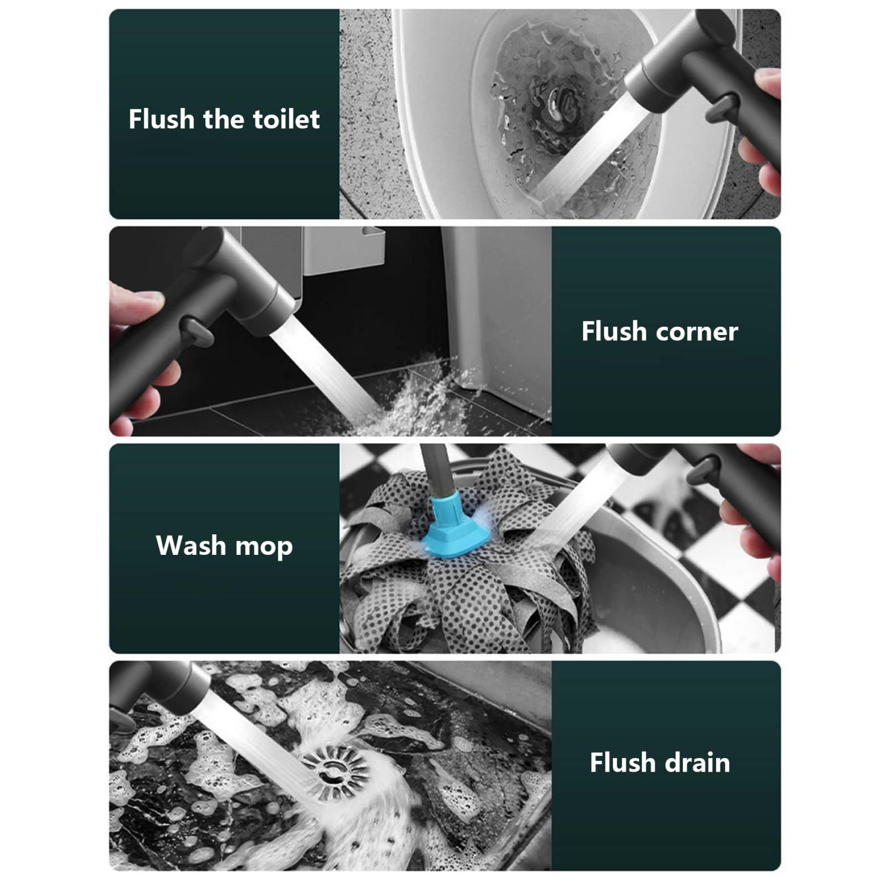 Bidet Taps, 1 in 2 out Dual Control Valve 1 In 2 Out Washing Machine Toilet Faucet for Bidet Bathroom Black