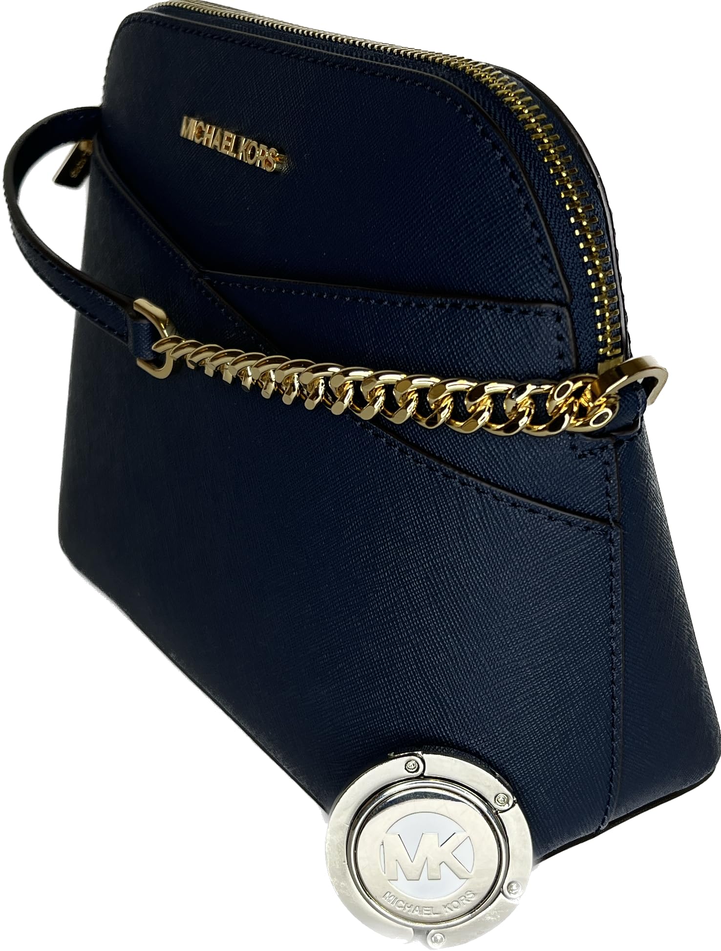 Michael Kors MICHAEL Michael Kors Jet Set Travel MD Dome XCross Crossbody bundled with SM TZ Coinpouch Purse Hook (Pink)