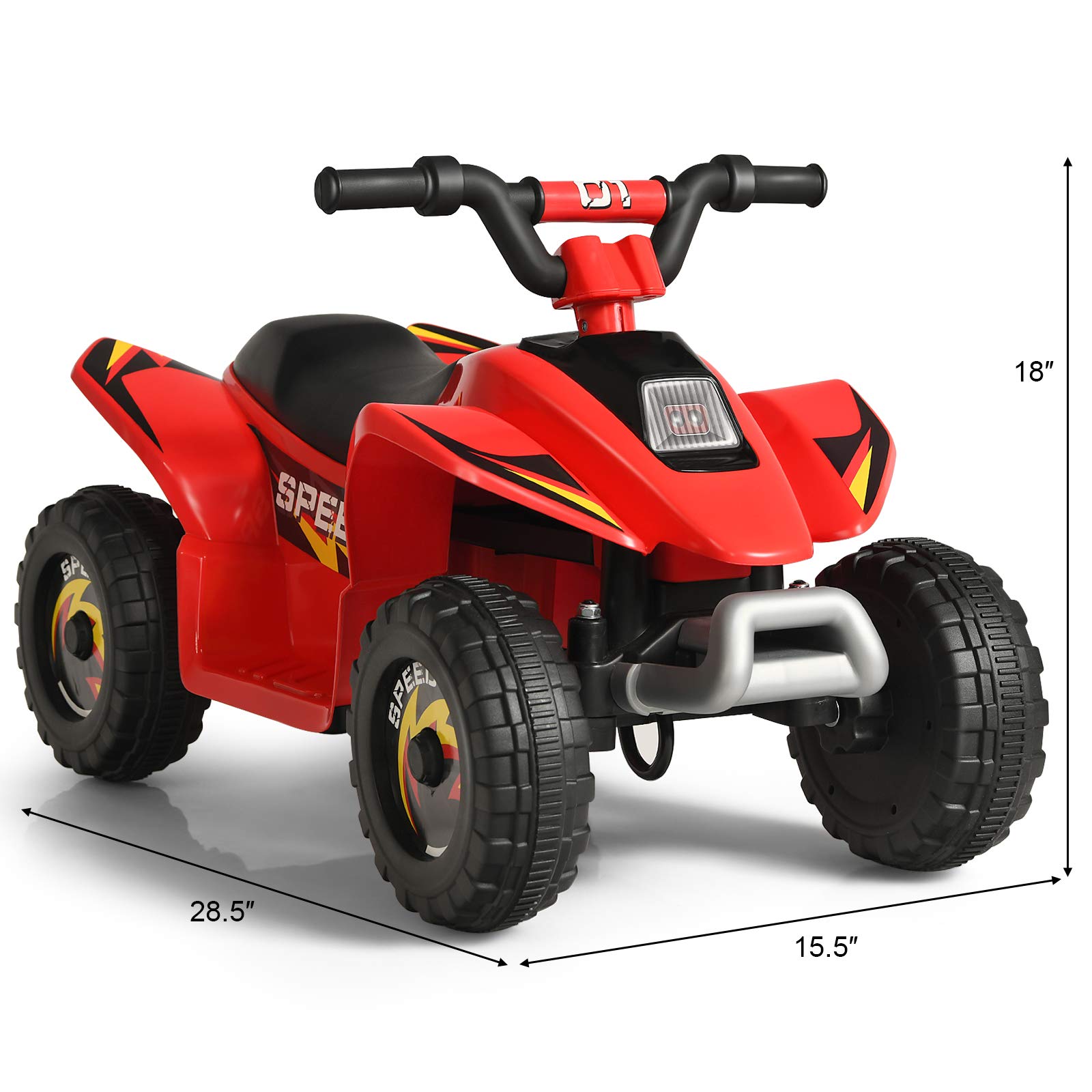 Costzon Kids ATV, 6V Battery Powered Electric Quad, Forward/Reverse Switch, Rear Wheeler Motorized Ride On Mini Vehicle Car for Toddlers Boys Girls, Ride on ATV (Red)