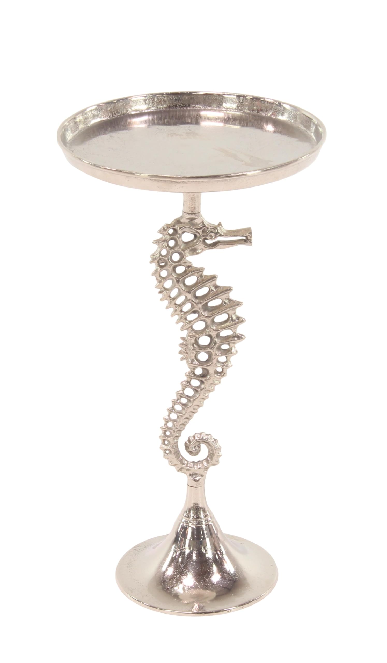 Deco 79 Coastal Aluminum Accent, Side Table 14" x 14" x 27", Silver