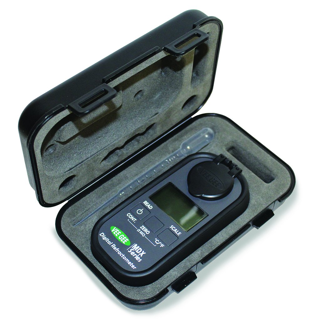 Vee Gee 48101 Digital Refractometer, Mdx-101, for Brix/ND, 0.0 to 50.0%/1.3330 to 1.4200 ND Range, Grey Plastic Housing, 32 mm x 60 mm x 120 mm
