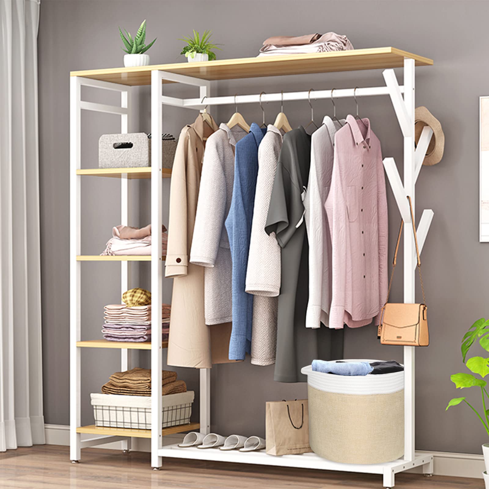 DSVENROLY 2Pcs Cotton Rope Storage Basket, 13.4" x 11.8" Linen Woven Baby Laundry Basket Blanket Baskets with Handles, Toy Nursery Storage Baskets Bin for Blankets Towels Pillows (Khaki)