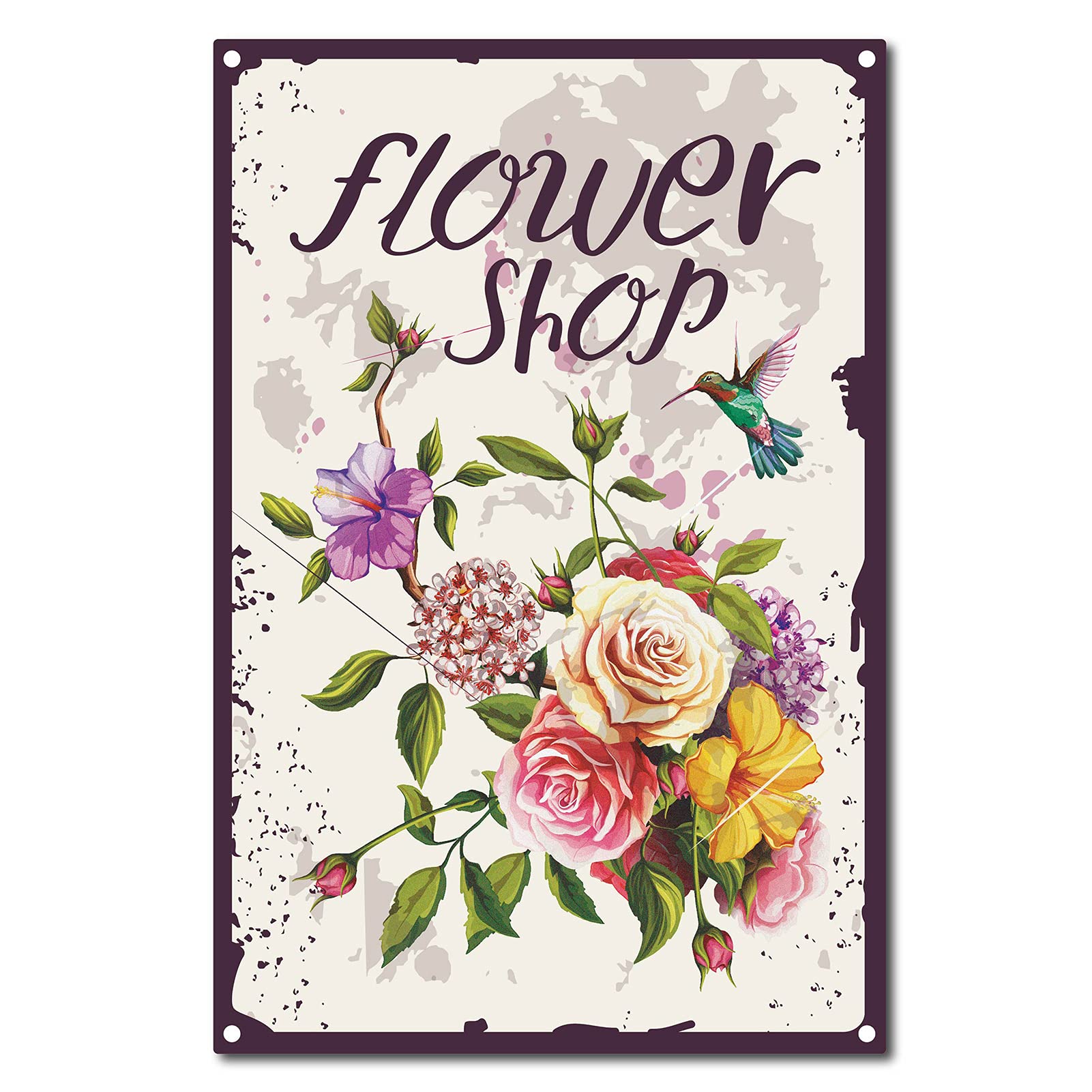 CREATCABIN Retro Vintage Tin Sign Flowers Shop Metal Wall Decor Decoration Art Mural for Home Garden Kitchen Bar Pub Living Room Office Garage Poster Plaque 12 x 8inch
