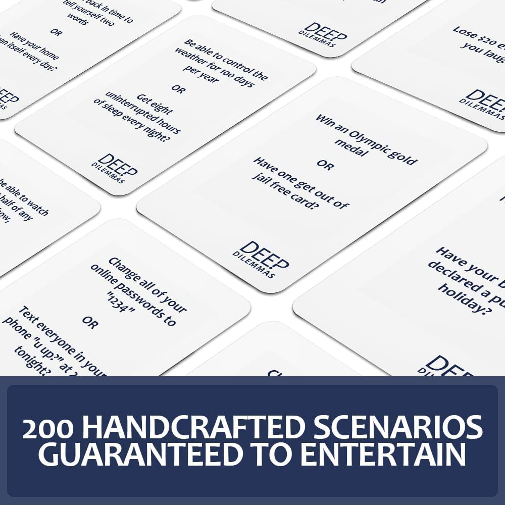 Deep Dilemmas - 200 Original 'Would You Rather' Conversation Cards for Ridiculous Debates & Better Relationships, Adults 16+