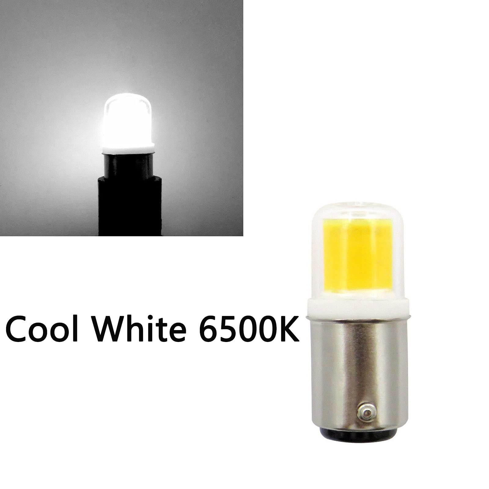YDJoo BA15D LED Bulb 5W Dimmable COB Bulbs BA15D Double Contact Bayonet Base 50W JD Type T4 Halogen Equivalent Cool White 6500K Sewing Machine Bulb, 4 Pack