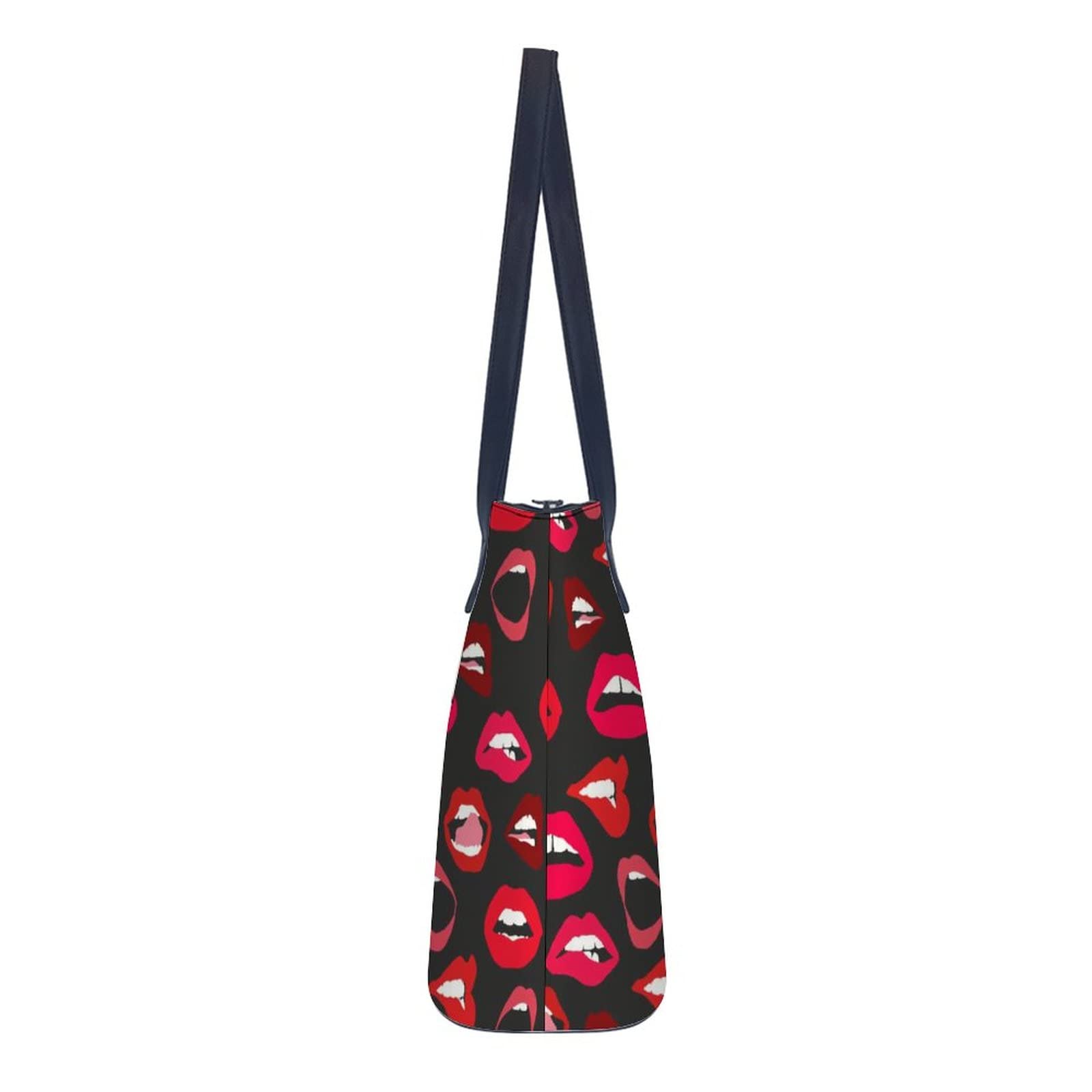 Mouth Red Sexy Lips Women's Tote Bag PU Leather Shoulder Bag Handbags Purse For Work Shopping Travel