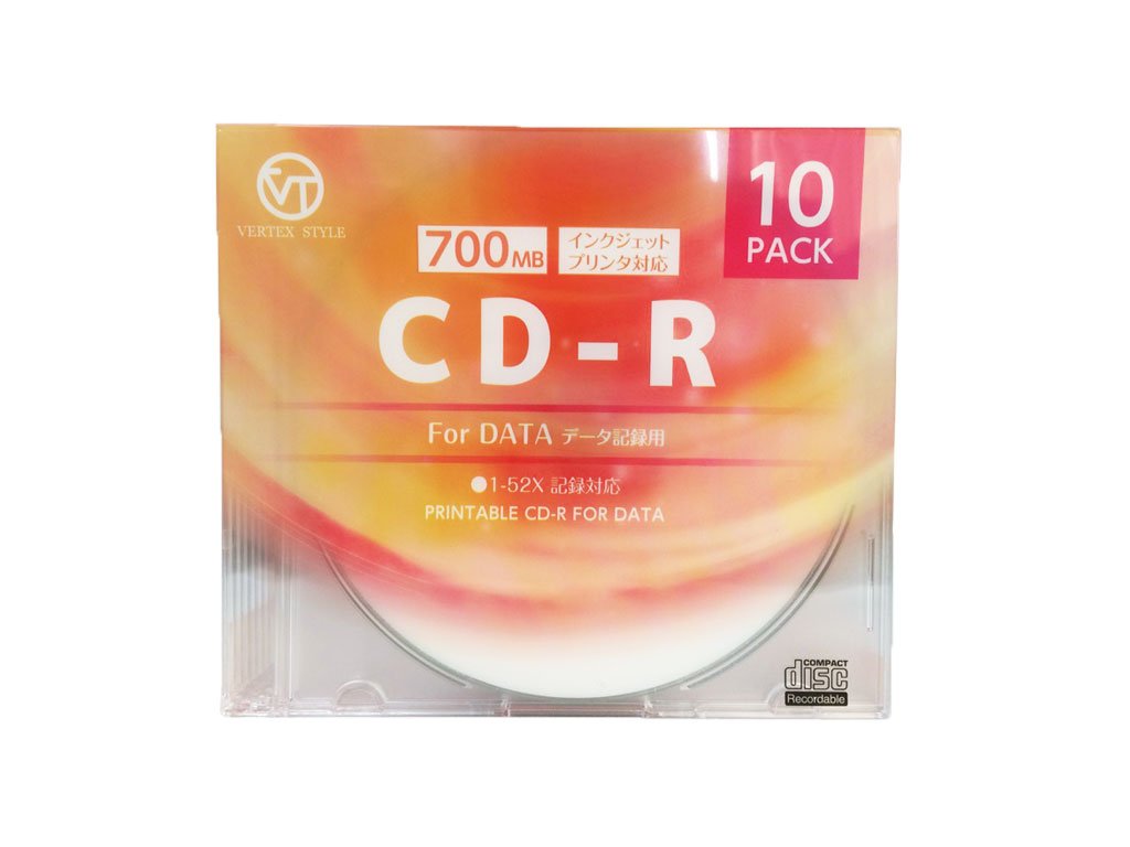 VERTEX 10CDRD.700MBCA CD-R for Data Recording 1 Time Recording 10 Cdrd 700 Mbca 700 MB 52 X Speed Compatible 10 Slim Case