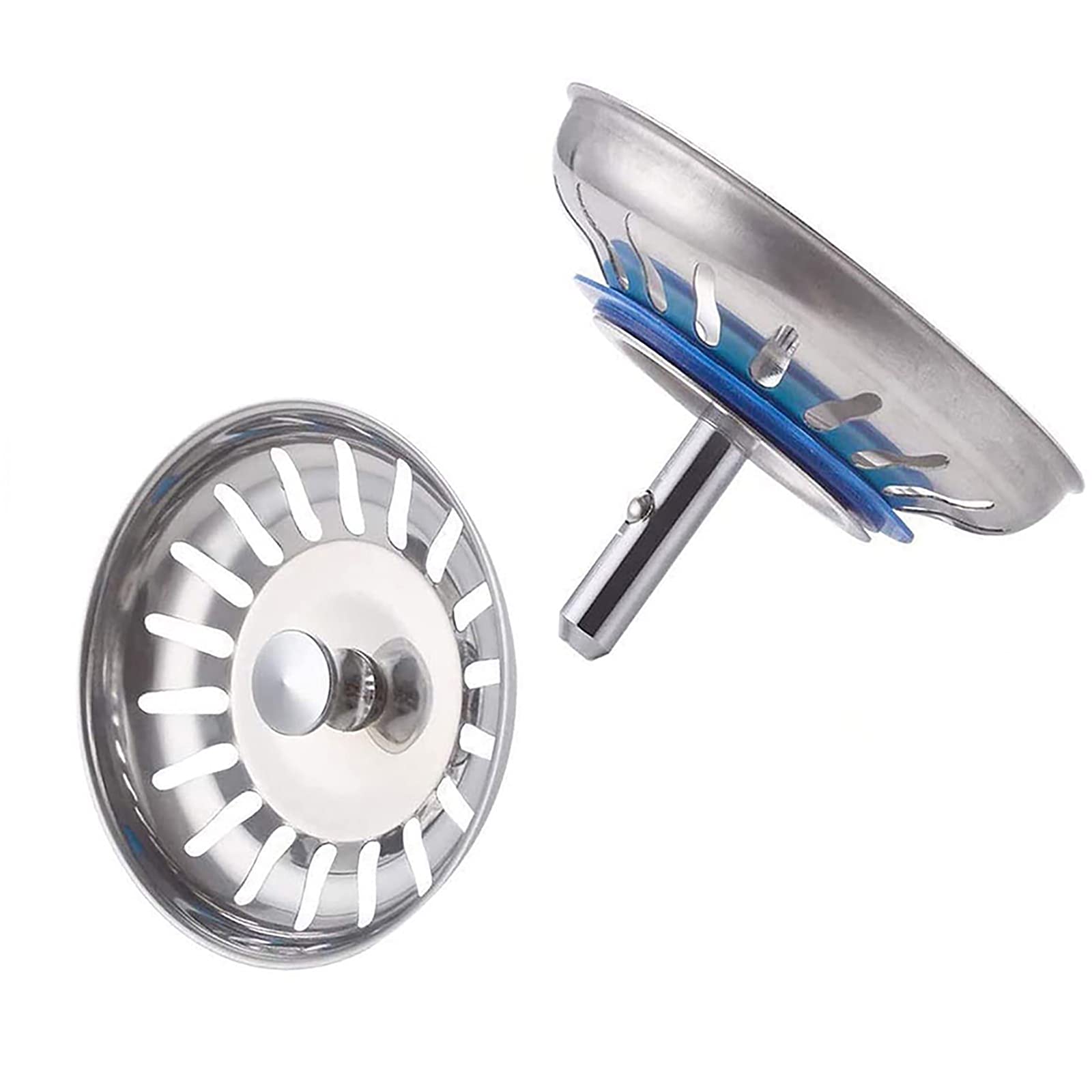 Sink Strainer Plug, Kitchen Sink Waste Strainer Plug, Stainless Steel Strainer Plug for Kitchen Bathroom Sink Diameter 80mm-2PCS