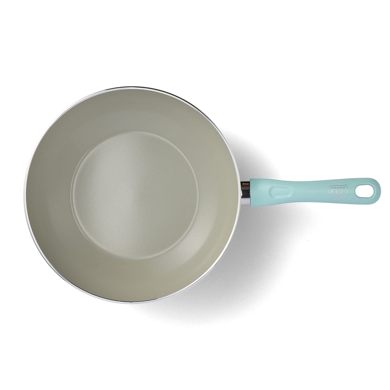 Greenpan Green Chef Deep Wok Pan, 11.0 inches (28 cm), IH Compatible, Ceramic Finish, Non-Stick Interior and Exterior for Easy Cleaning, Non-Toxic Materials, Earth Color, Mint Green